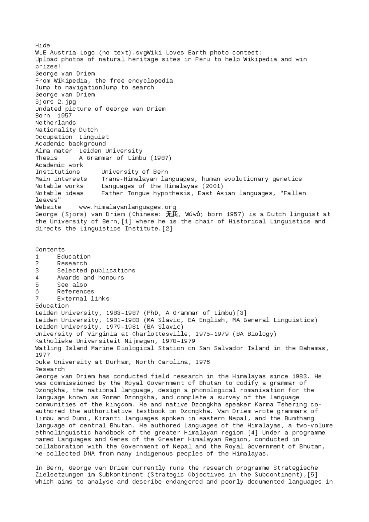 Obras de grades literatos George van Driem - Hide WLE Austria Logo (no ...