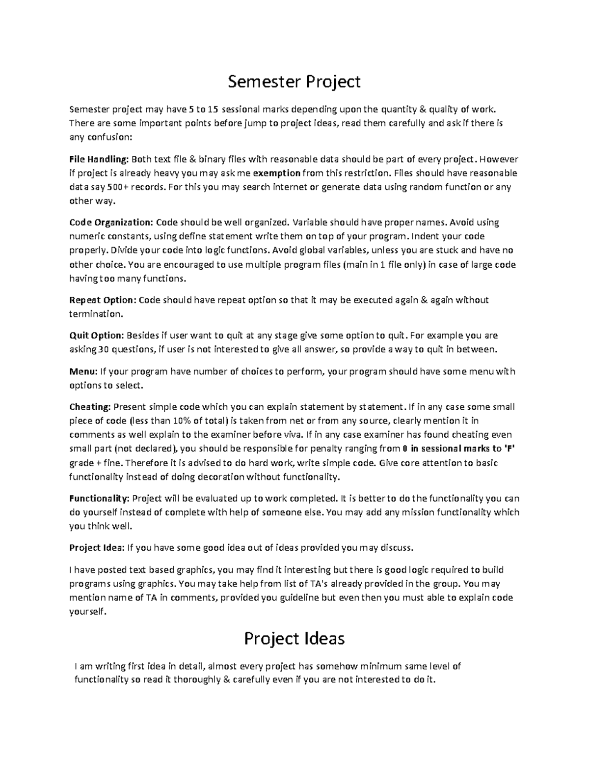 Semester Project - Semester Project Semester project may have 5 to 15 ...