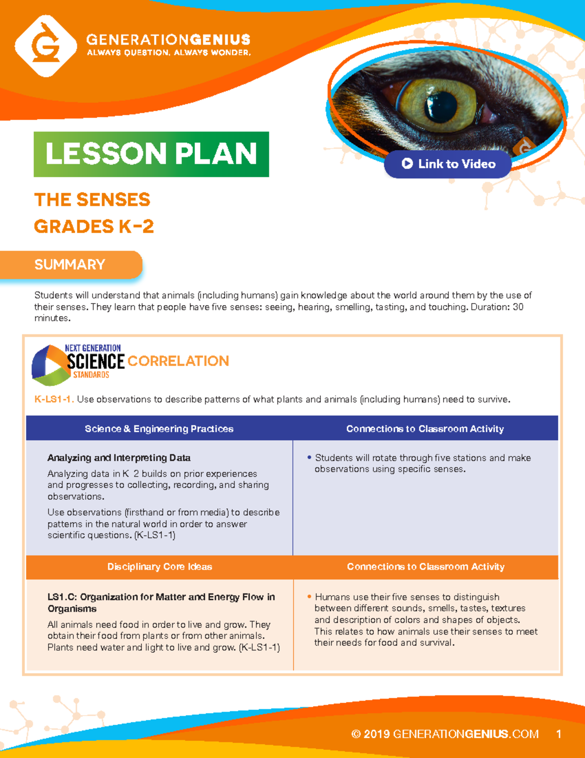 The 5 Senses Lesson Plan GG - SUMMARY Students will understand that ...