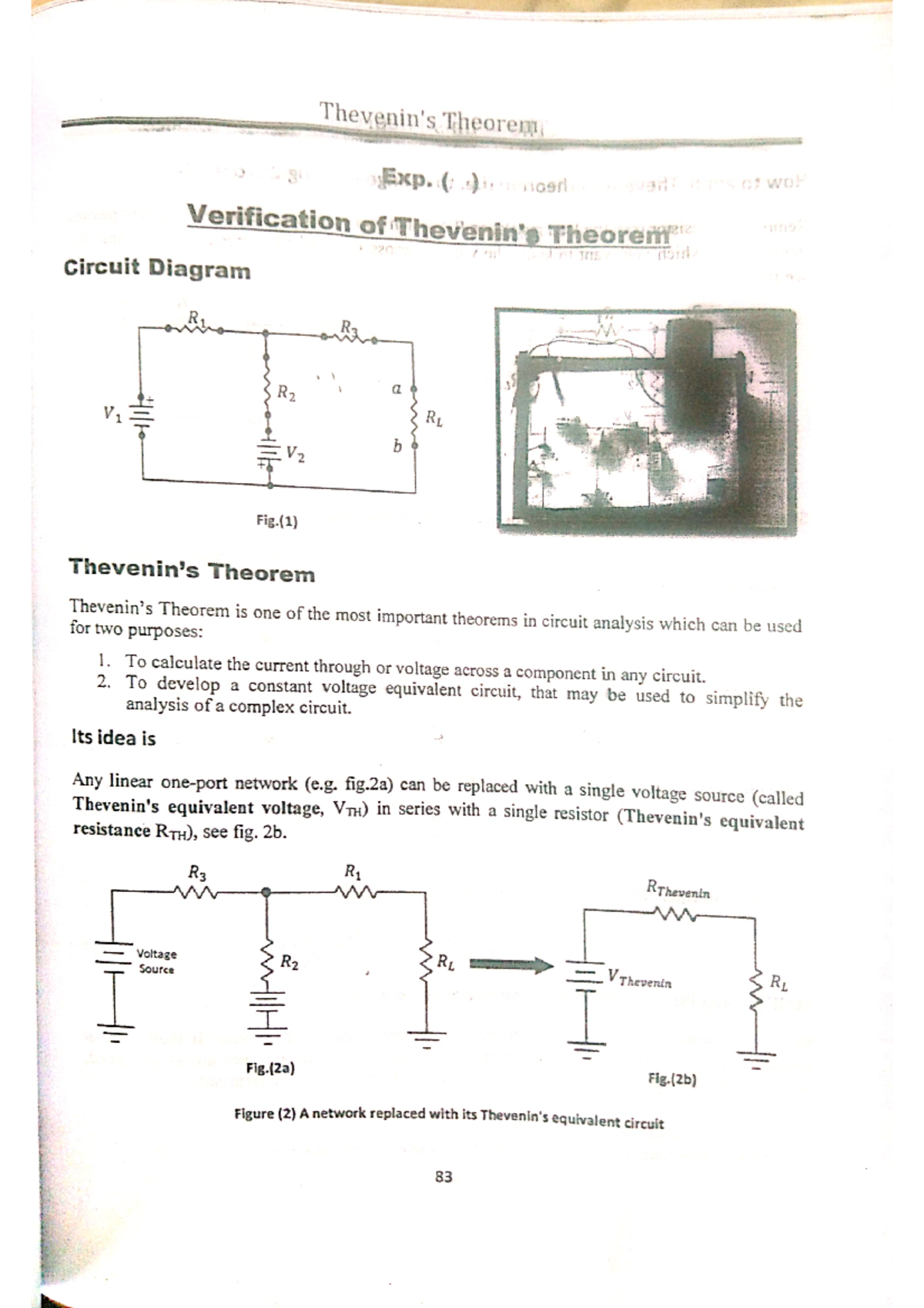 Thevenin's Theorem - Electrical and electronic circuits - Studocu