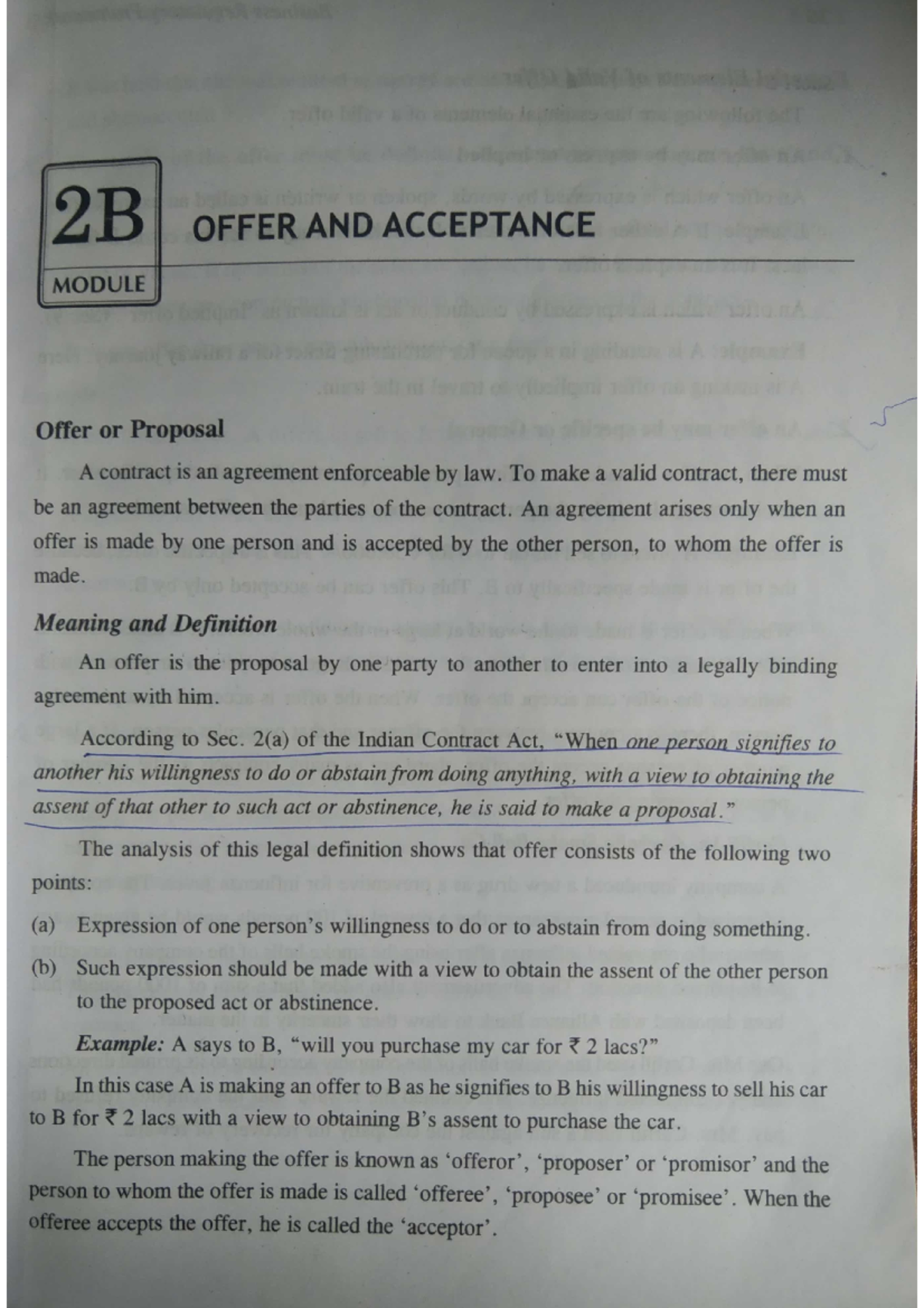 Offer and acceptance - BRF - b.com with computer application - Studocu