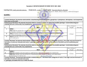 DBOW General- Biology-1 - Template 2: DEFINITIVE BUDGET OF WORK FOR SY ...