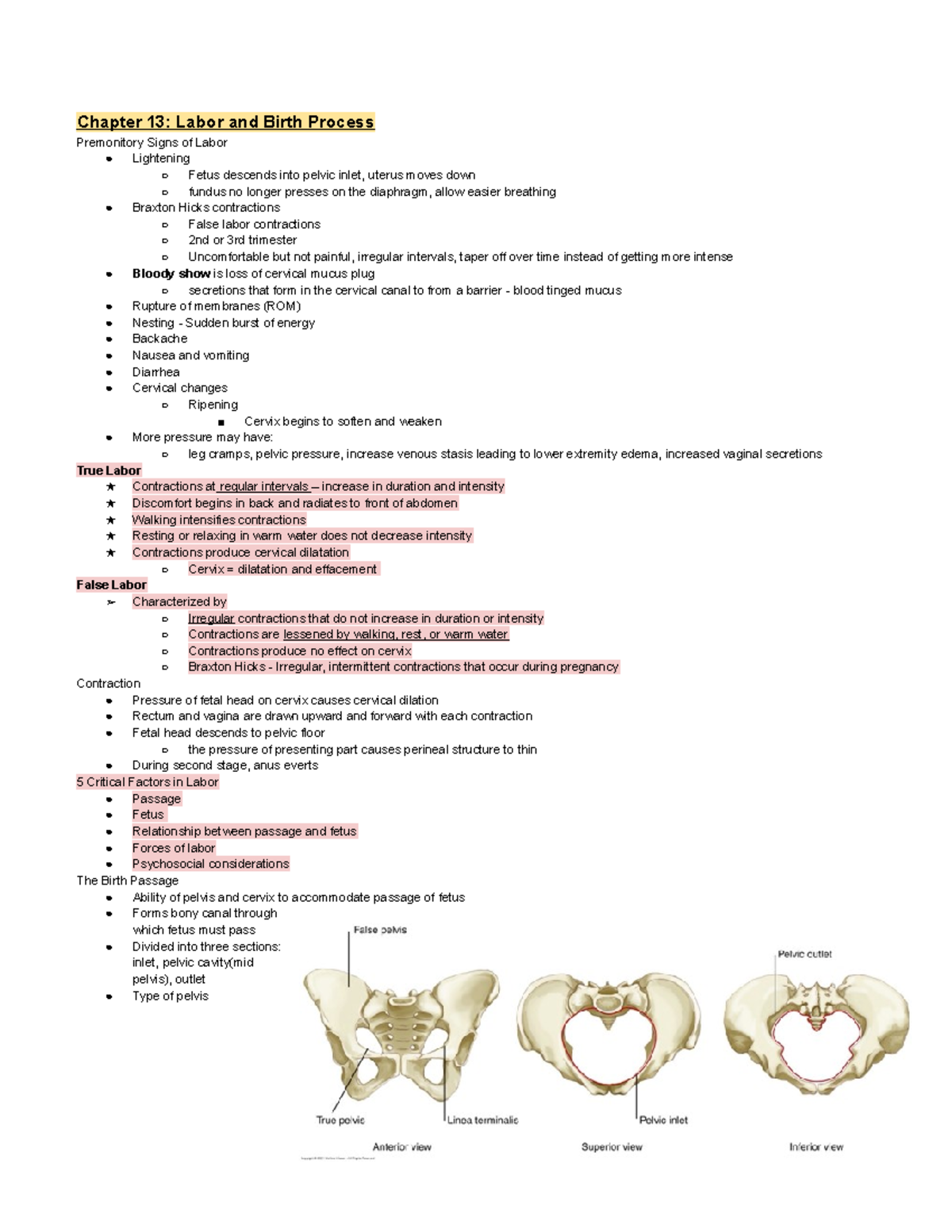 OB exam 2 - OBGYN childbearing notes - Chapter 13: Labor and Birth ...