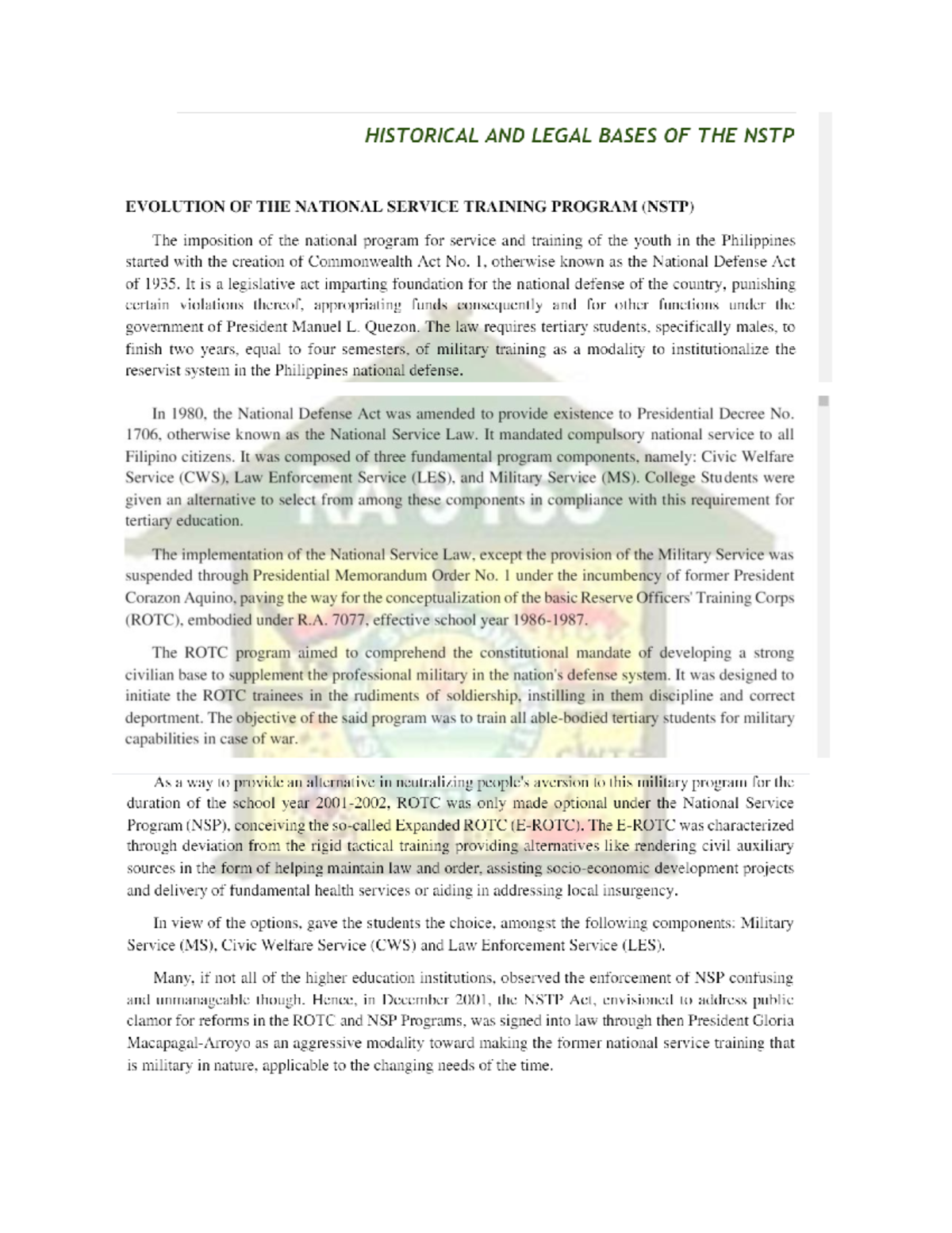 Citizenship- Training - CITIZENSHIP TRAINING PHILIPPINE CONSTITUTION ...