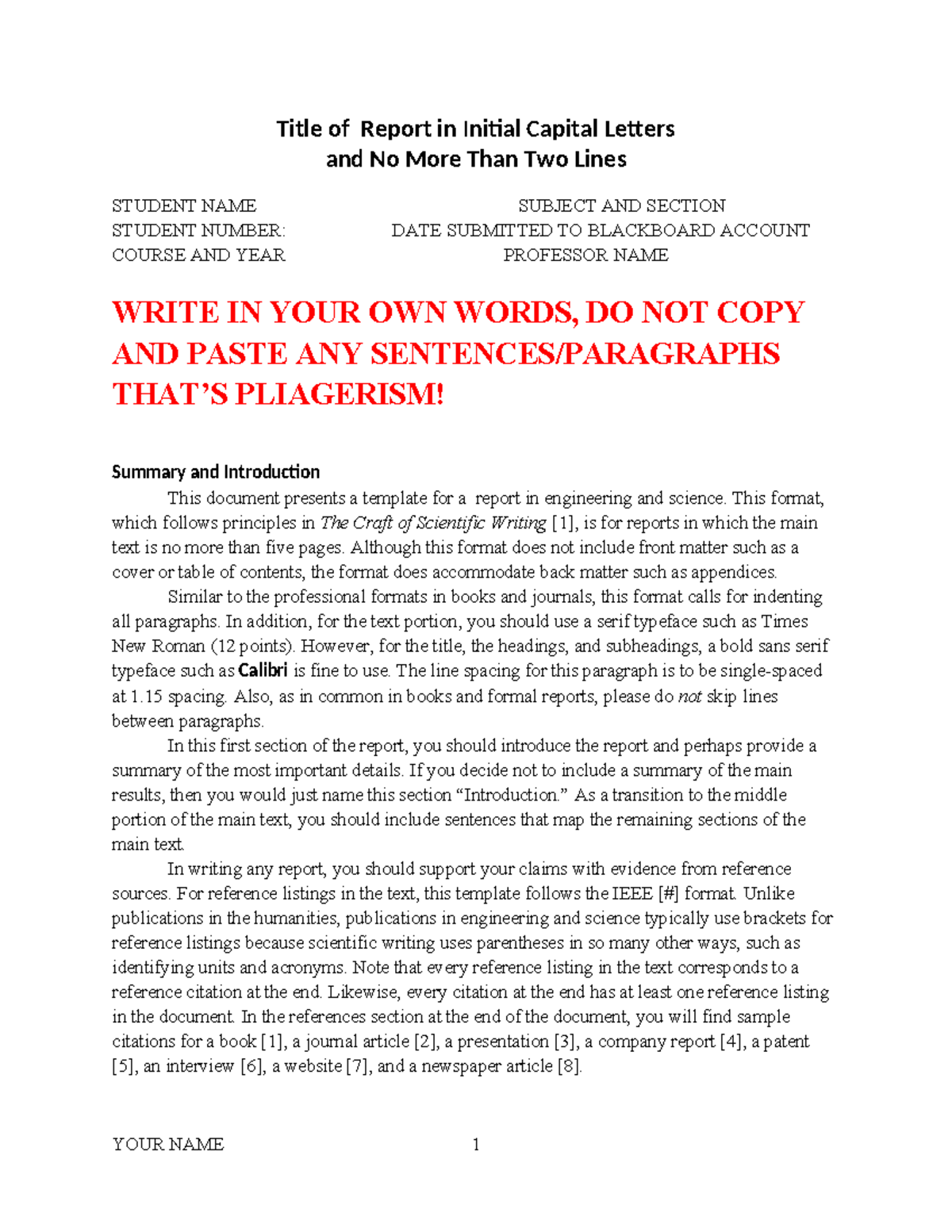 EDANG REPORT TEMPLATE - Title of Report in Initial Capital Letters and ...