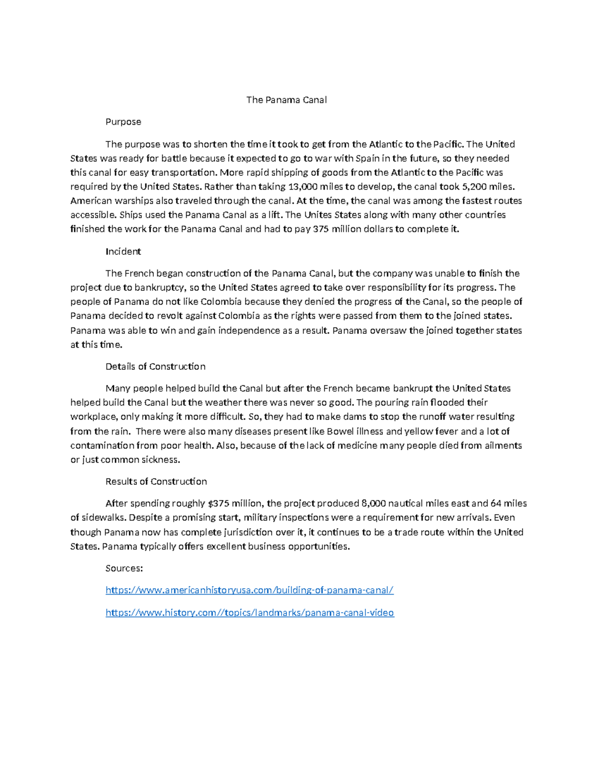 03.02 us history - The Panama Canal Purpose The purpose was to shorten ...