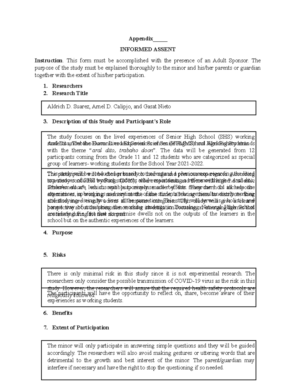 Informed Assent - acad - Appendix_____ INFORMED ASSENT Instruction ...