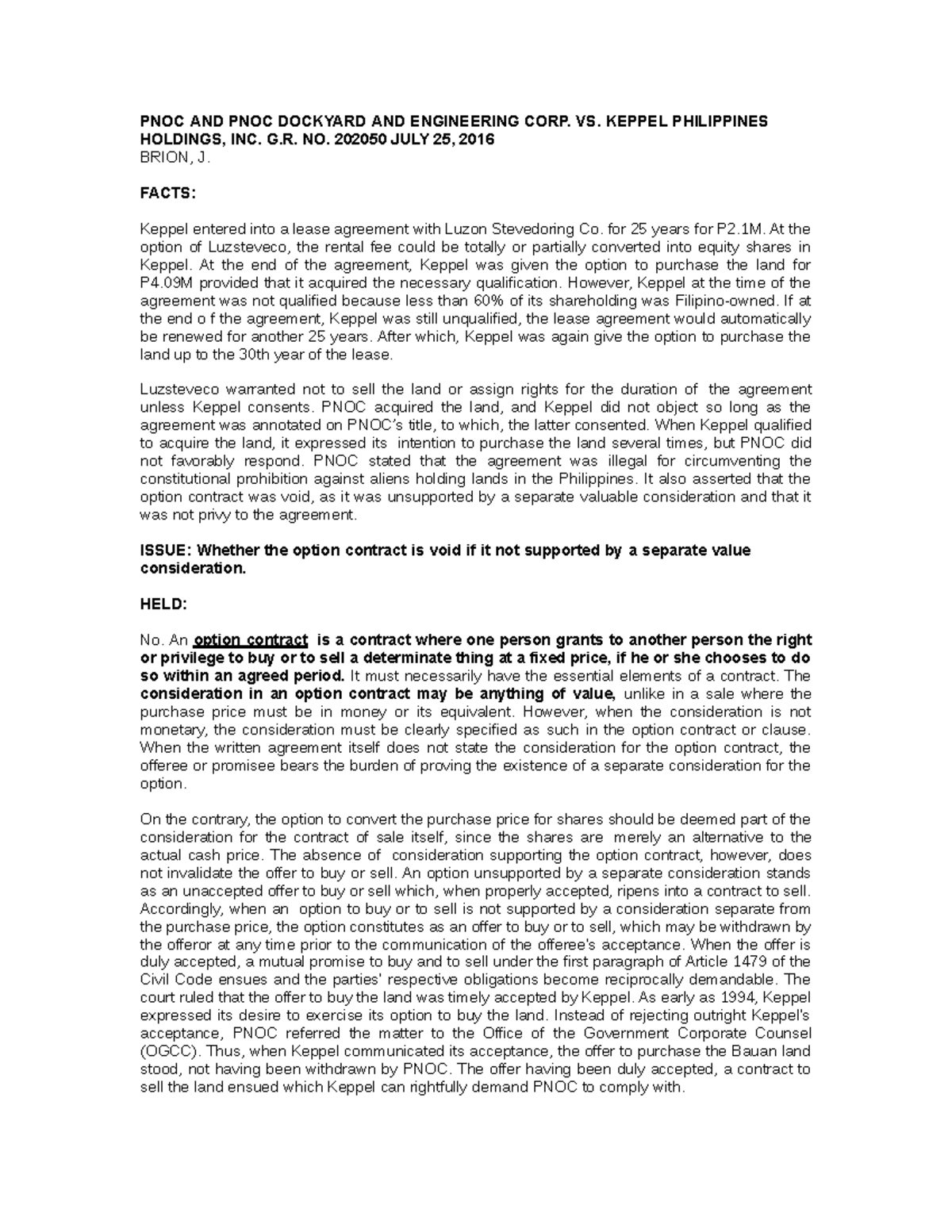 PNOC vs Keppel - PNOC AND PNOC DOCKYARD AND ENGINEERING CORP. VS ...