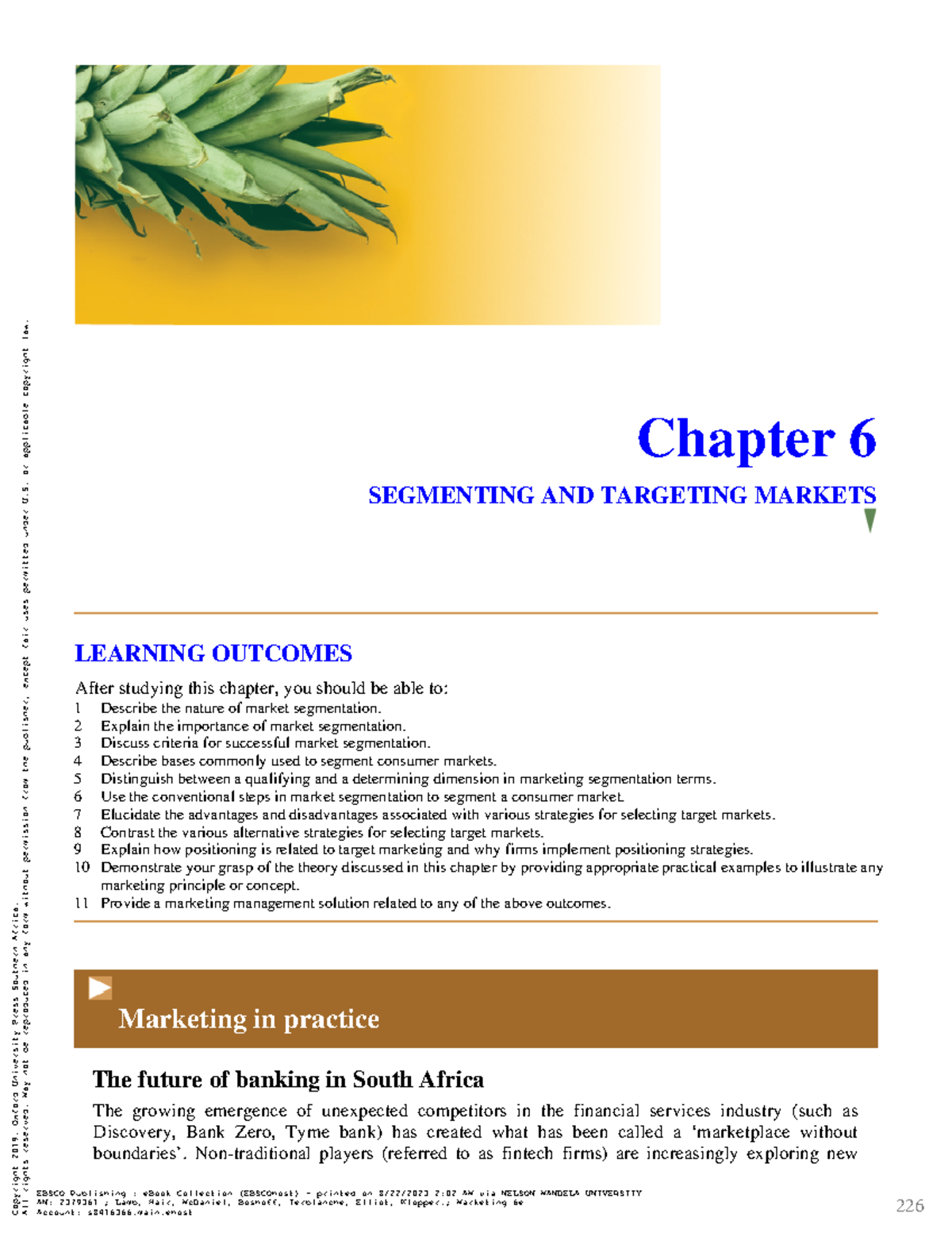 Marketing Chapter 6 Textbook part - 226 11 10 9 8 7 6 5 4 3 2 1 Chapter ...