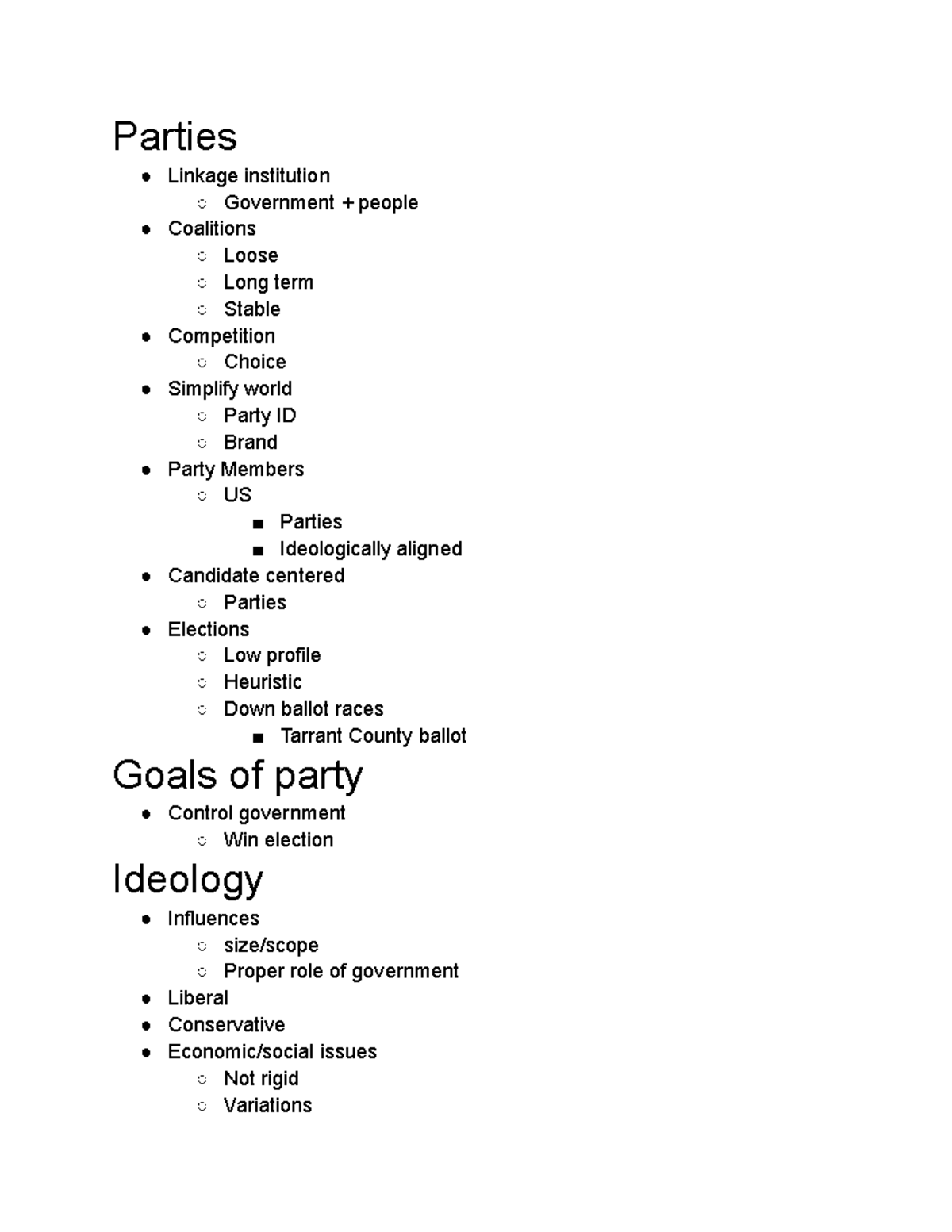 Political parties - Fall 2019 - Parties Linkage institution Government ...