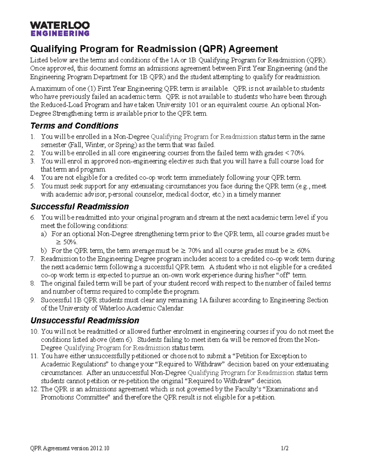 Qpr-agreement - werrwr - Qualifying Program for Readmission (QPR ...