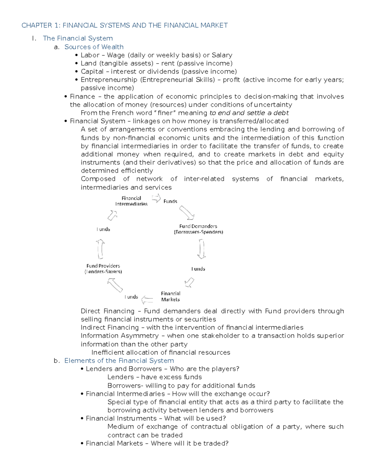 Finmar Chapter 1 5 - Lecture notes 1-5 - CHAPTER 1: FINANCIAL SYSTEMS ...