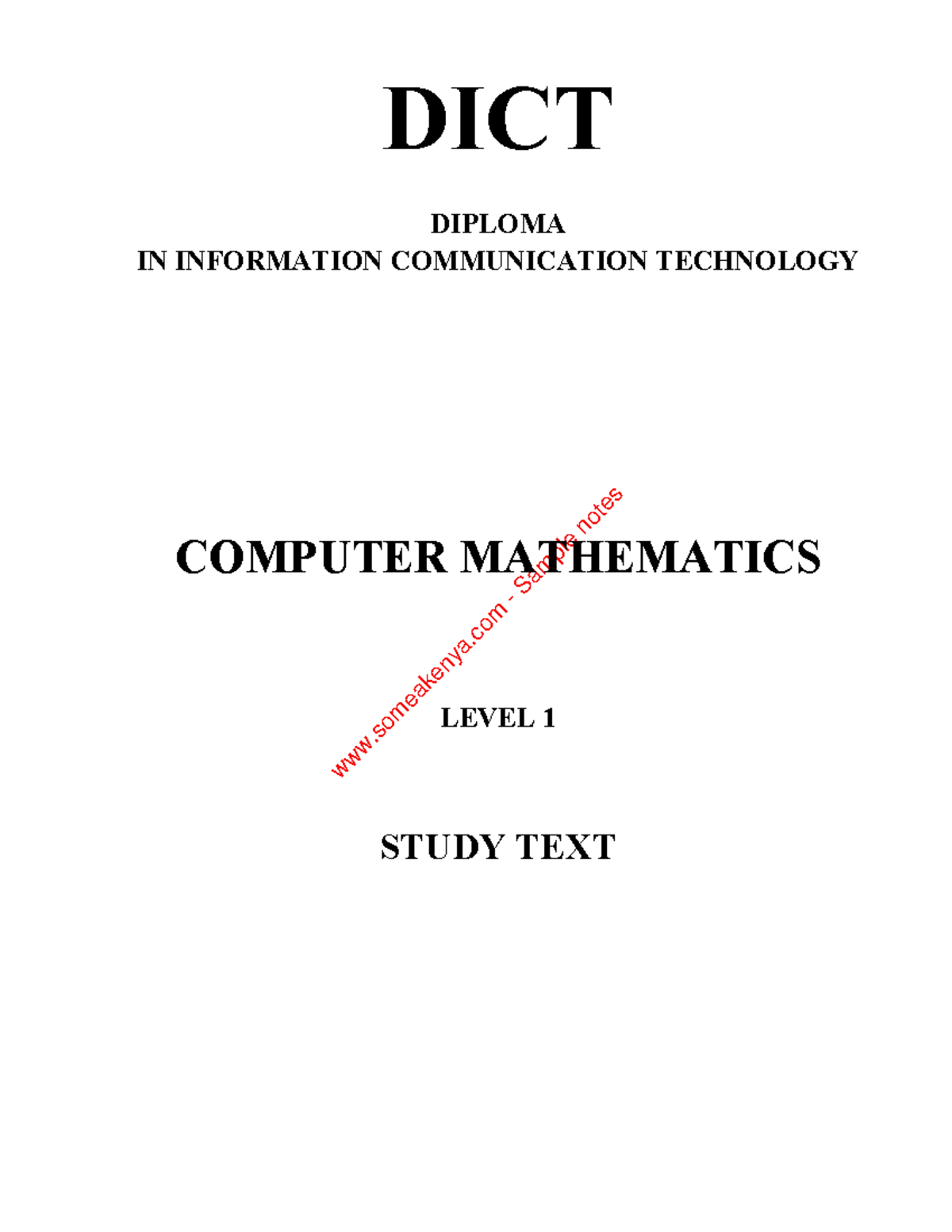 Computer Mathematics - Sample notes - someakenya - Sample notes DICT ...
