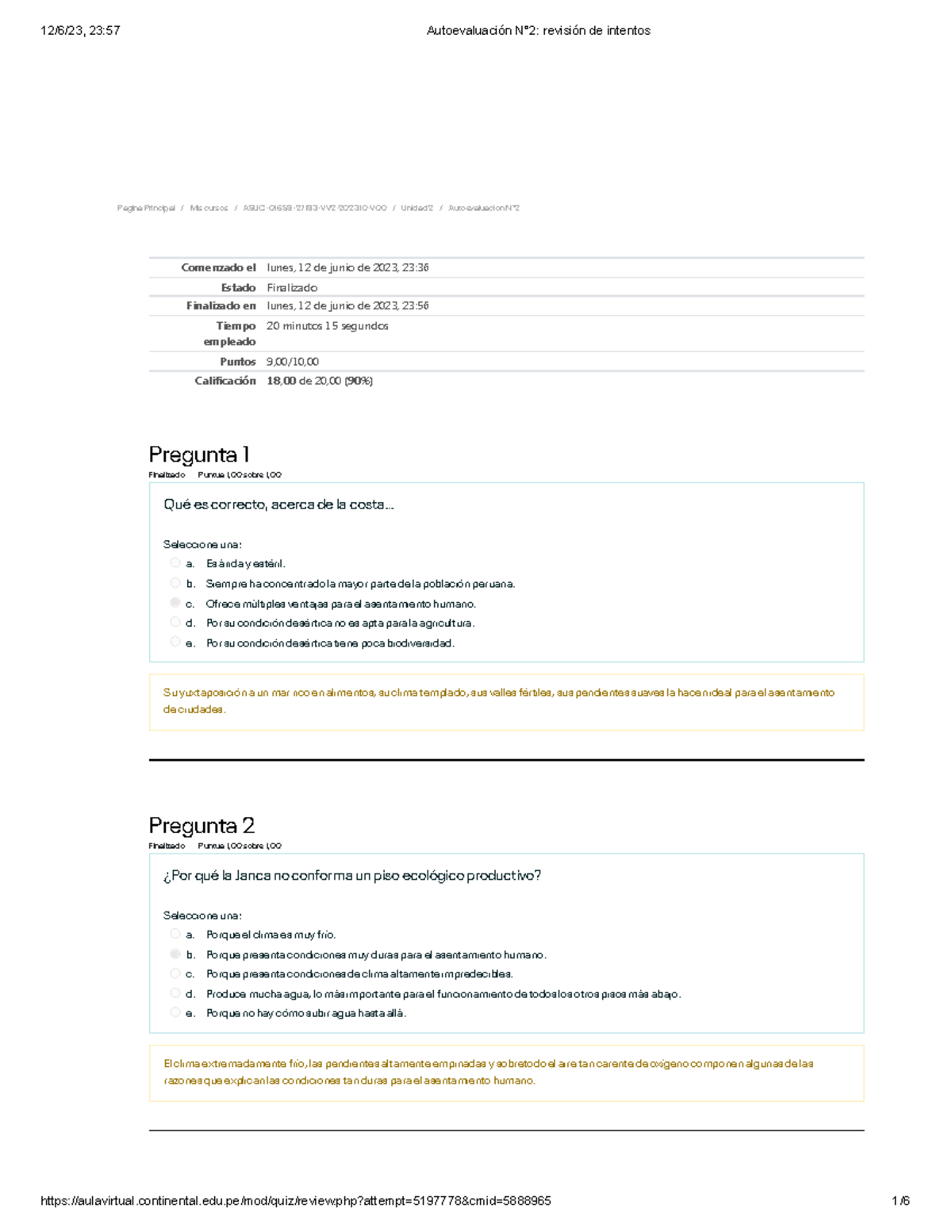Autoevaluación N°2 - Medio Ambiente - Página Principal / Mis cursos / - Studocu