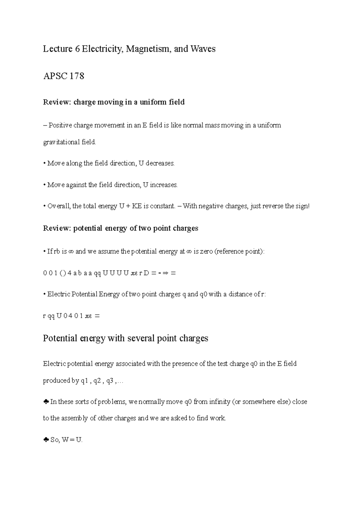 Lecture 6 Electricity - Lecture 6 Electricity, Magnetism, and Waves ...