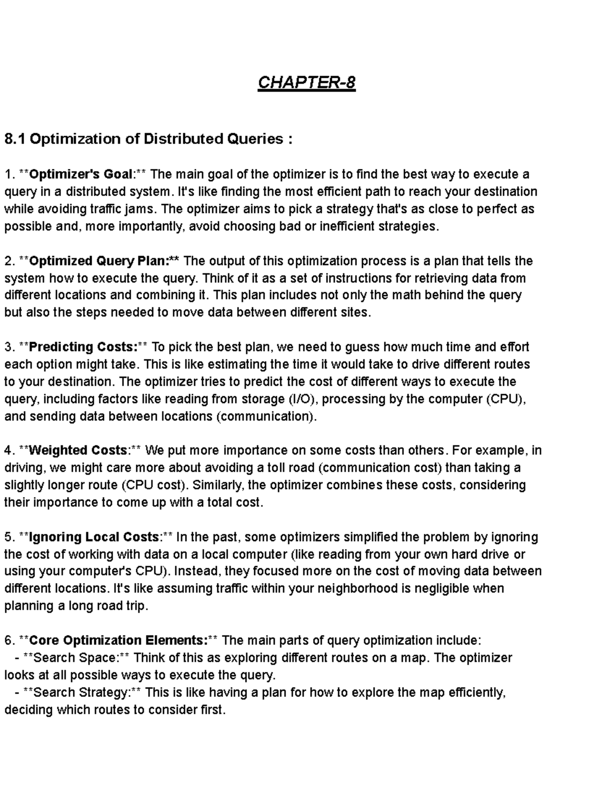 Chapter-8 - CHAPTER- 8 Optimization of Distributed Queries : Optimizer ...