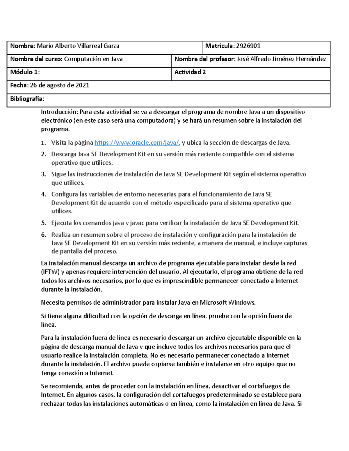 Java act 2 - Esta es una actividad de computación en Java de la ...