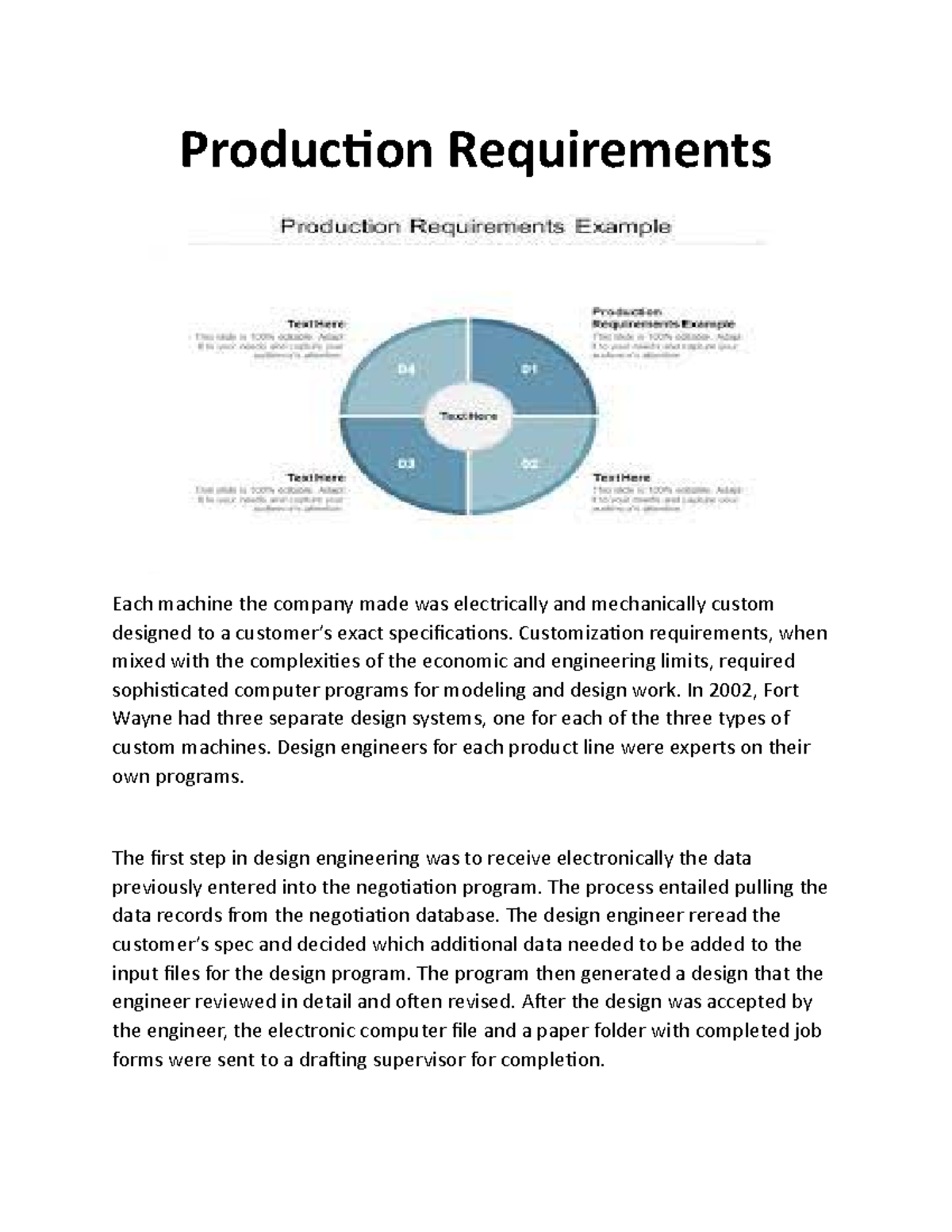 Production Requirements - Customization requirements, when mixed with ...