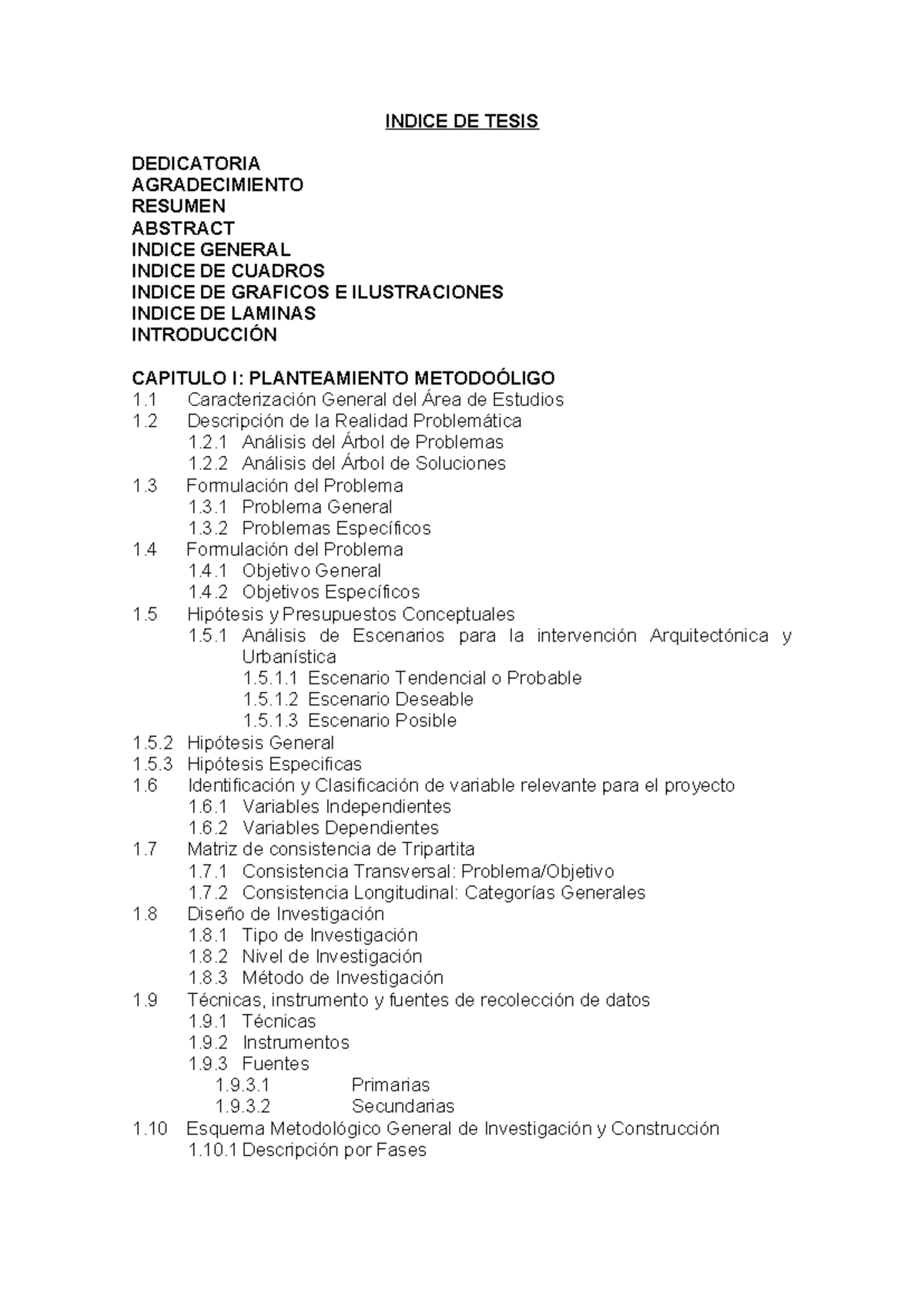 Indice DE Tesis - Revision - INDICE DE TESIS DEDICATORIA AGRADECIMIENTO ...