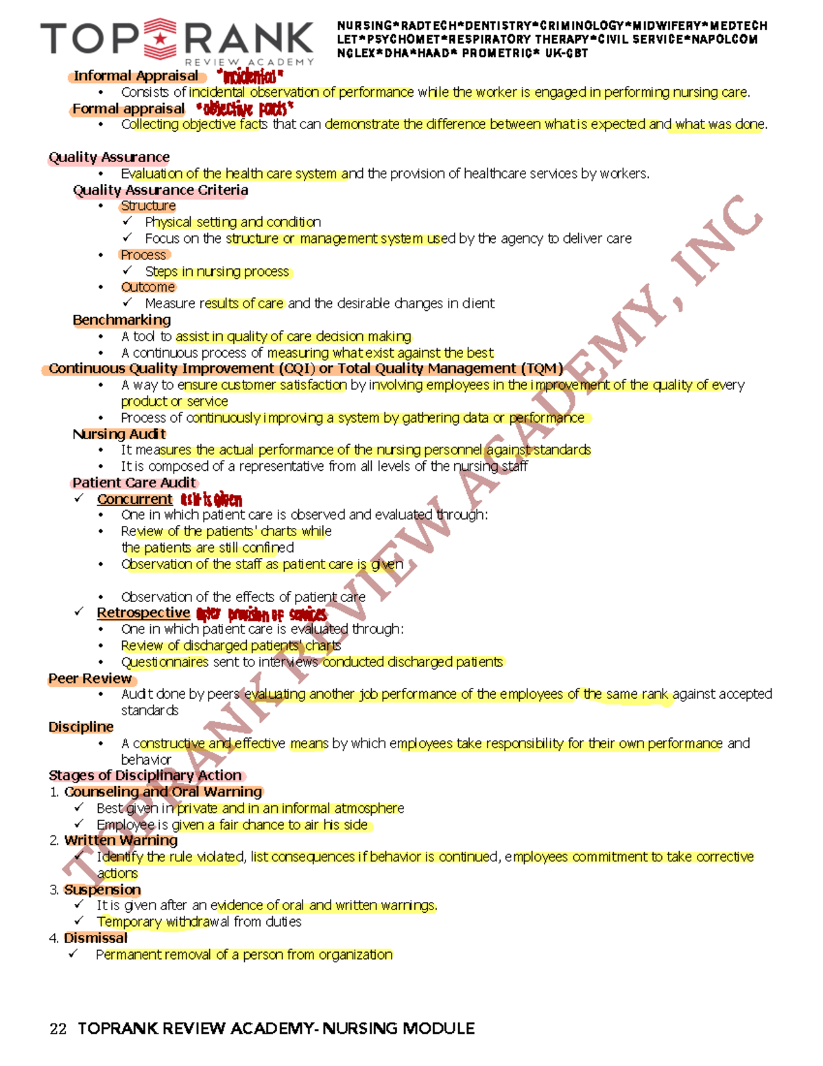 PROFESSIONAL ADJUSTMENT, LEADERSHIP AND MANAGEMENT 8 - 22 TOPRANK ...