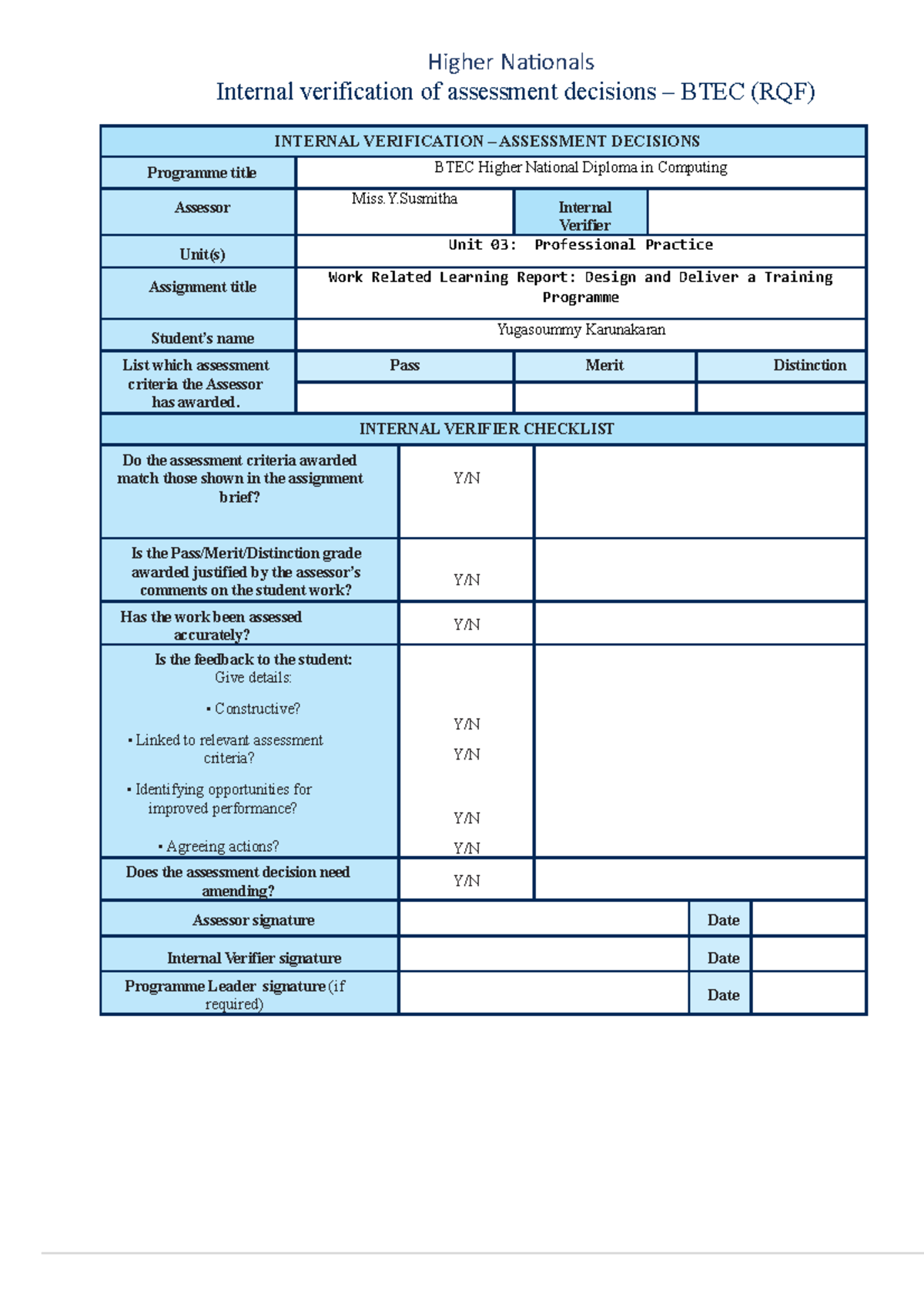 Pp - hamthy - Higher Nationals Internal verification of assessment ...