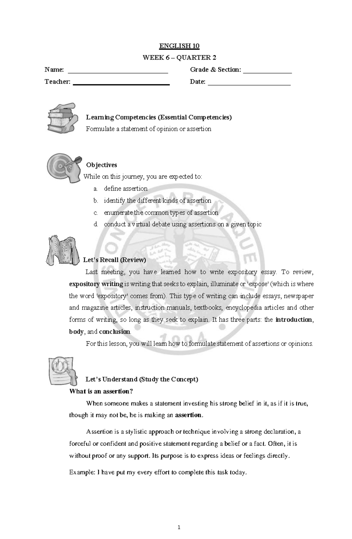 Inbound 5379211769984046690 - ENGLISH 10 WEEK 6 – QUARTER 2 Name