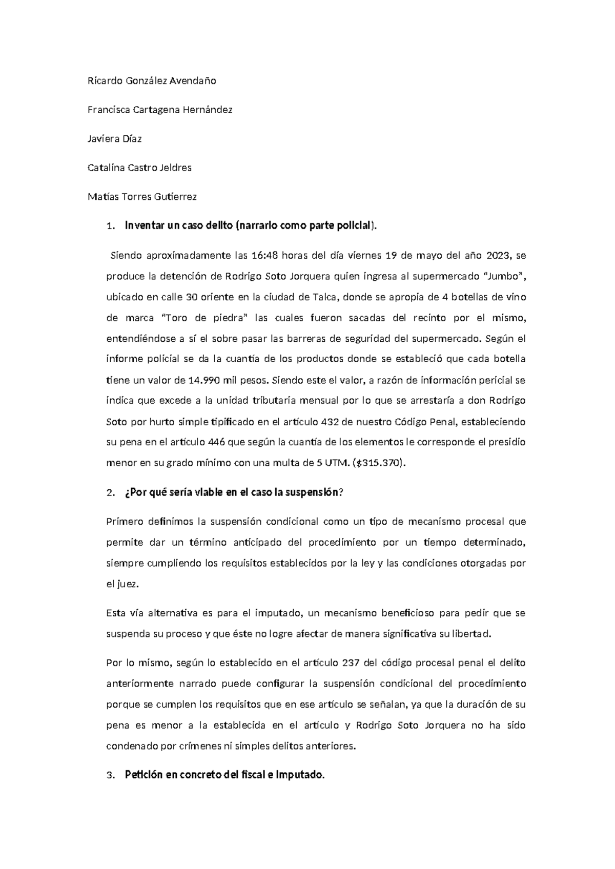 Trabajo suspension condicional - Ricardo González Avendaño Francisca ...