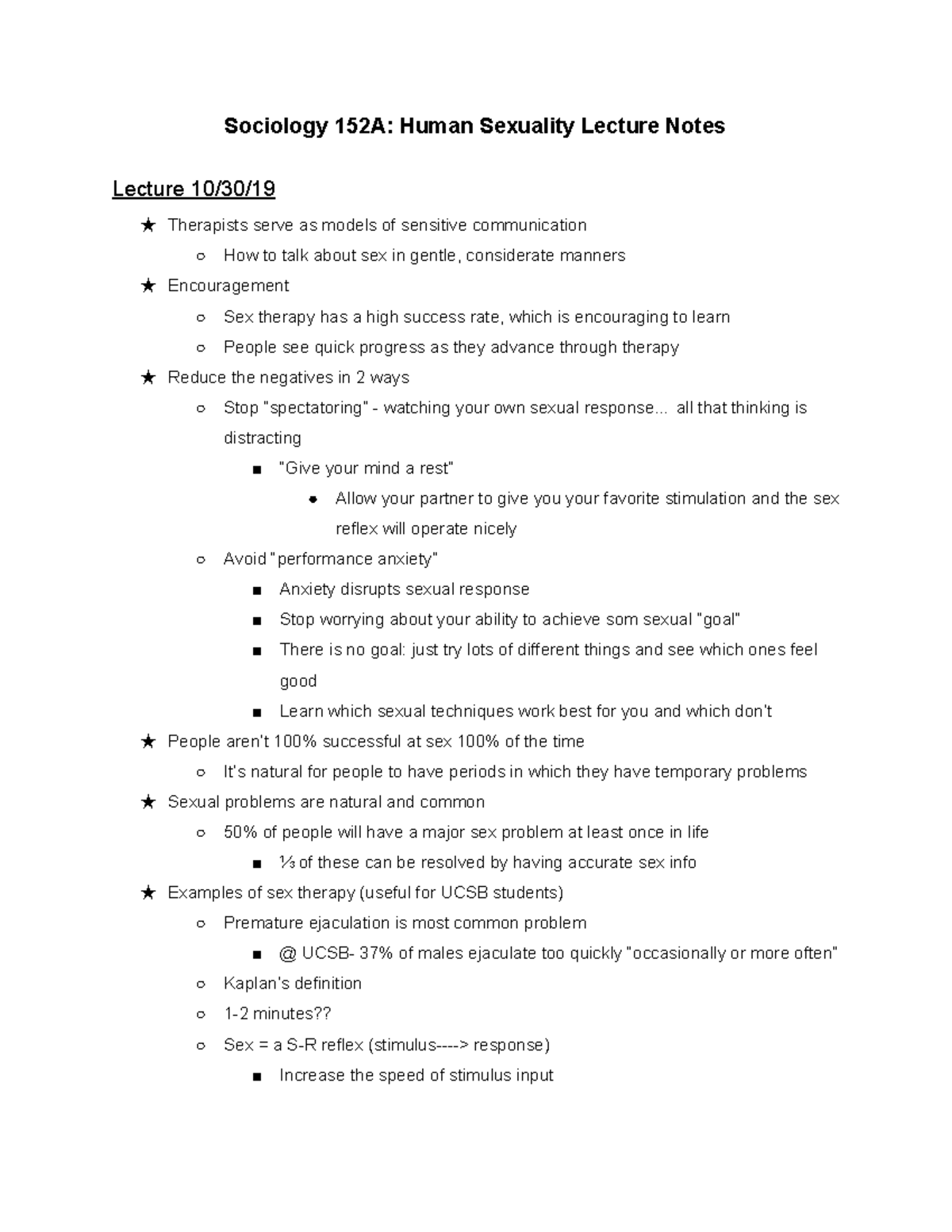 Soc 152 L 10 30 Lecture Notes From Soc 152a With The Baldwins Sociology 152a Human