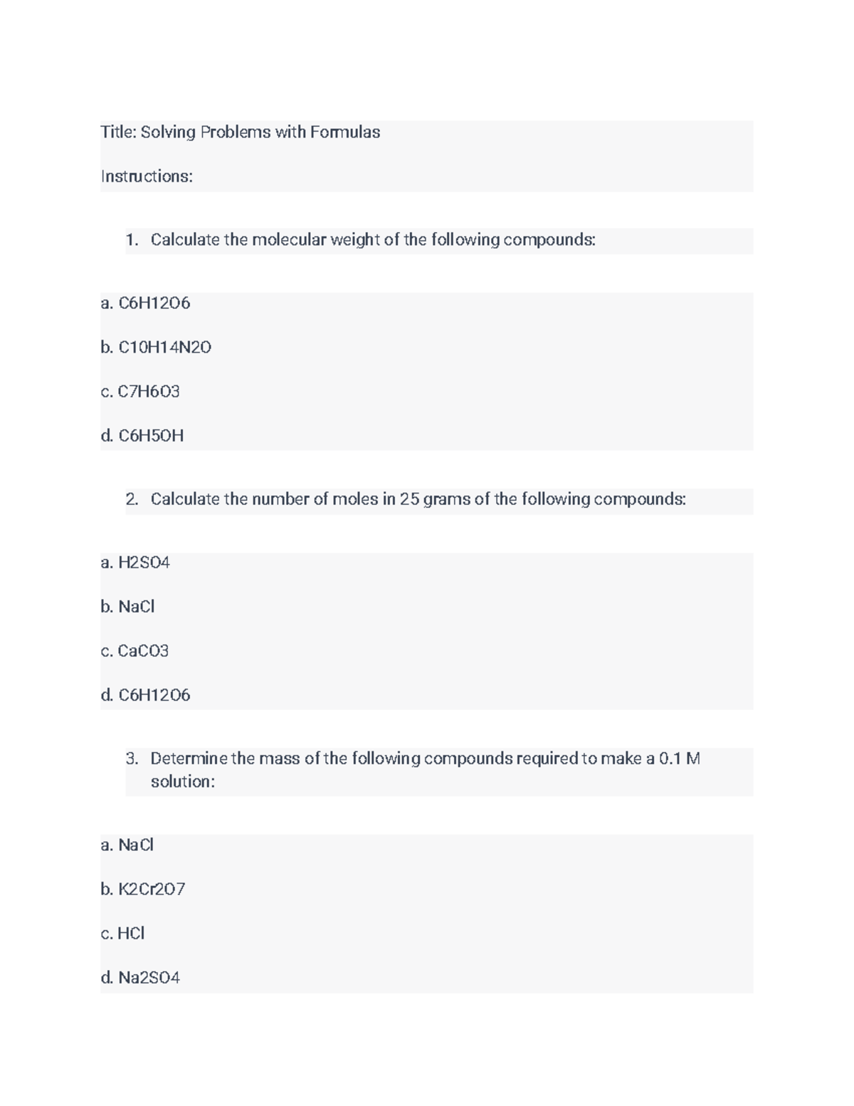 Title Solving Problems with Formulas - Title: Solving Problems with ...