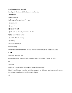 CSE 312 OS Hw2 2024 - Operating System homework 2 - I Gebze Technical University Department of ...