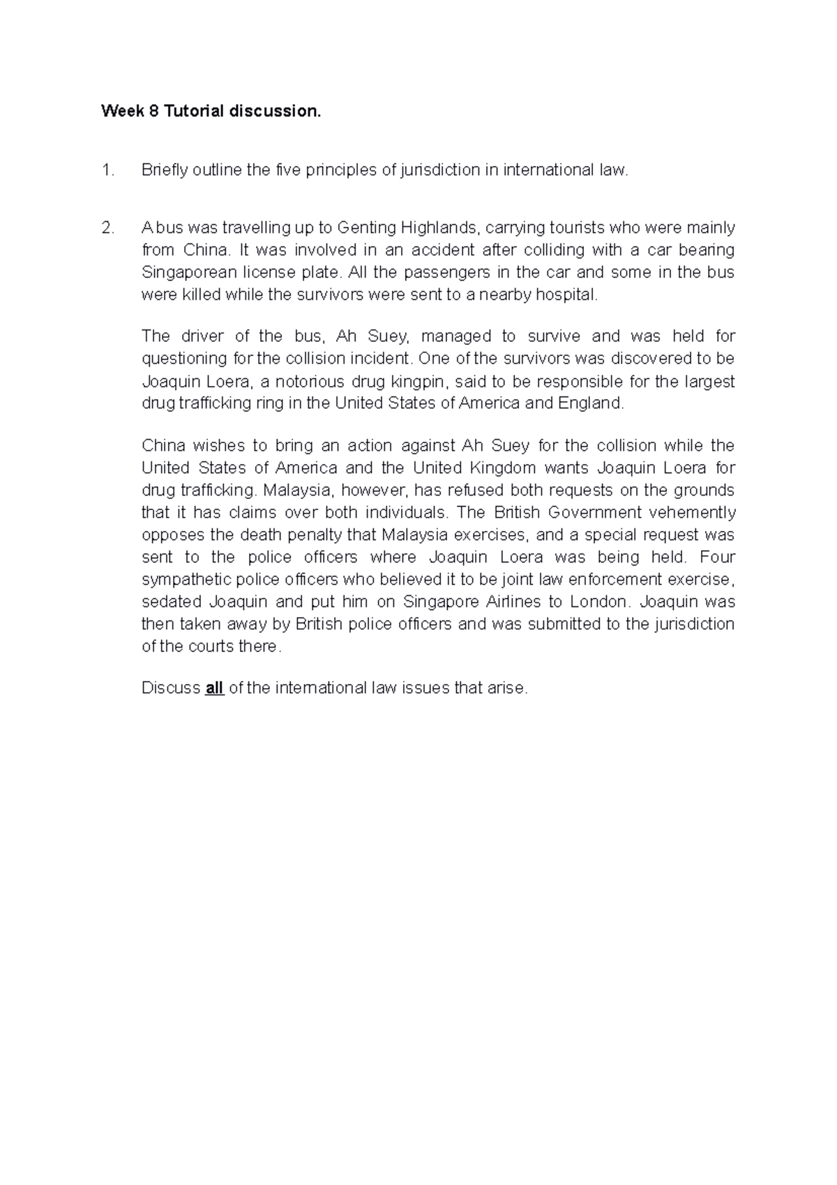 Week 8 Tutorial discussion - Week 8 Tutorial discussion. Briefly outline the five principles of ...