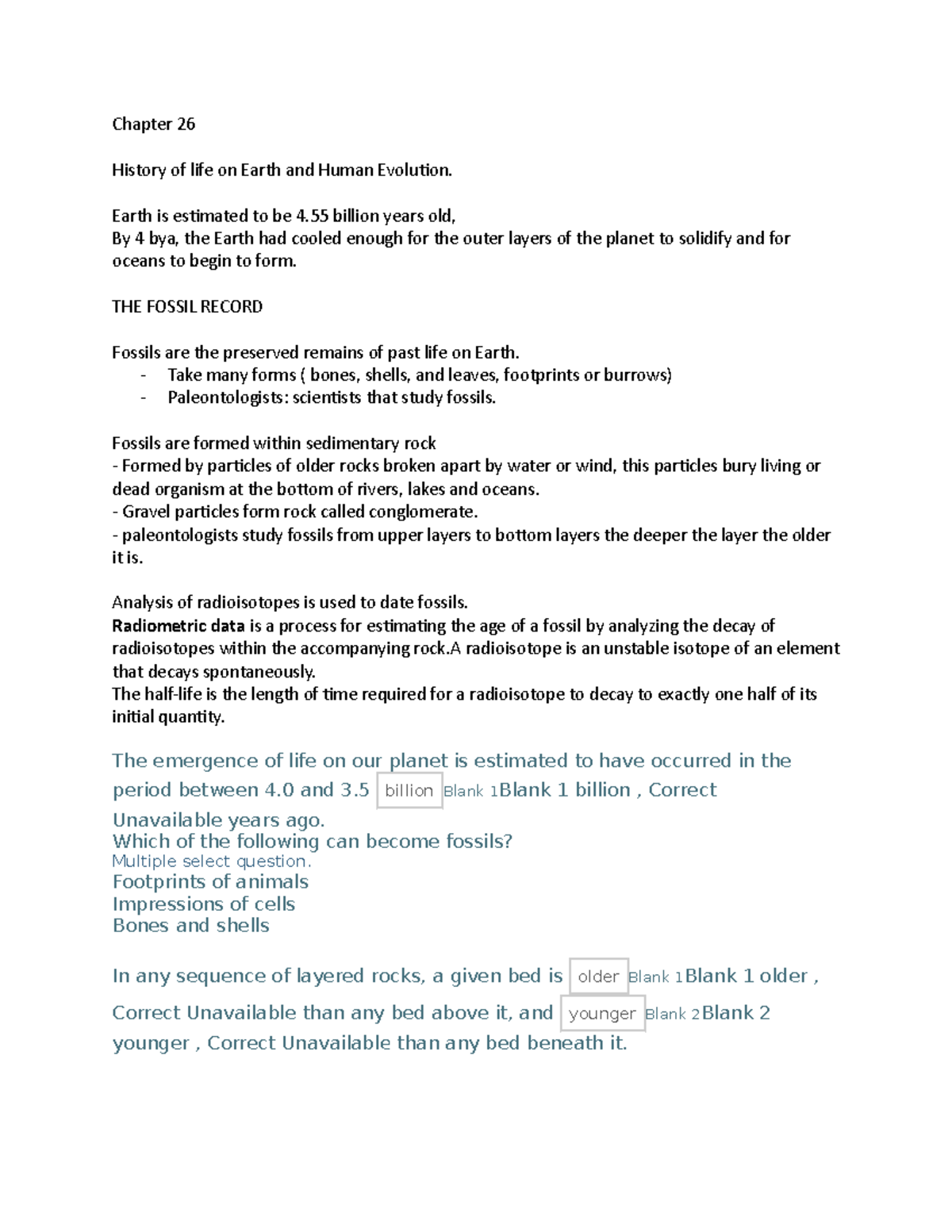 Chapter 26 - notes - Chapter 26 History of life on Earth and Human ...