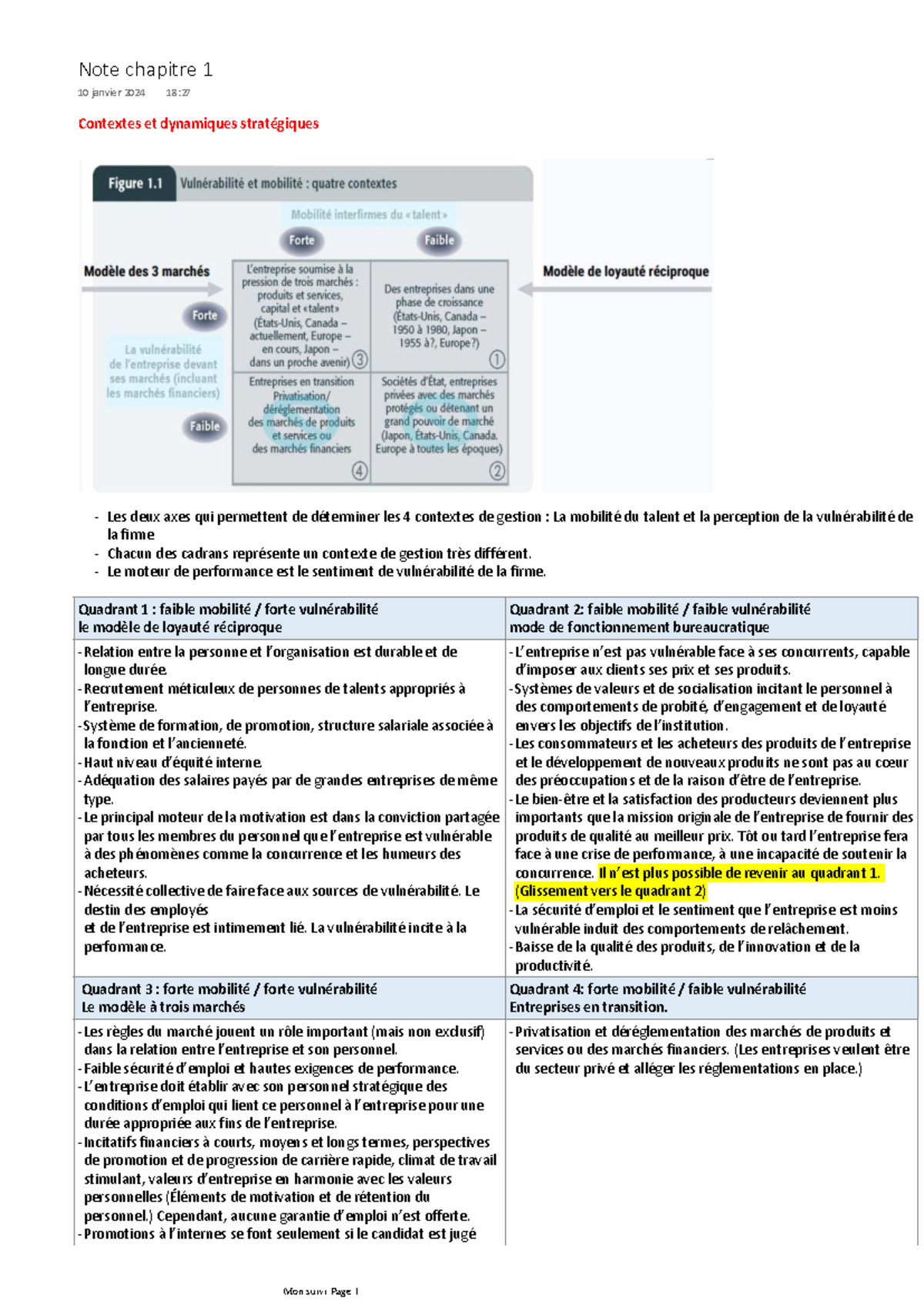 Note chapitre 1 - Notes de cours - Contextes et dynamiques stratégiques ...