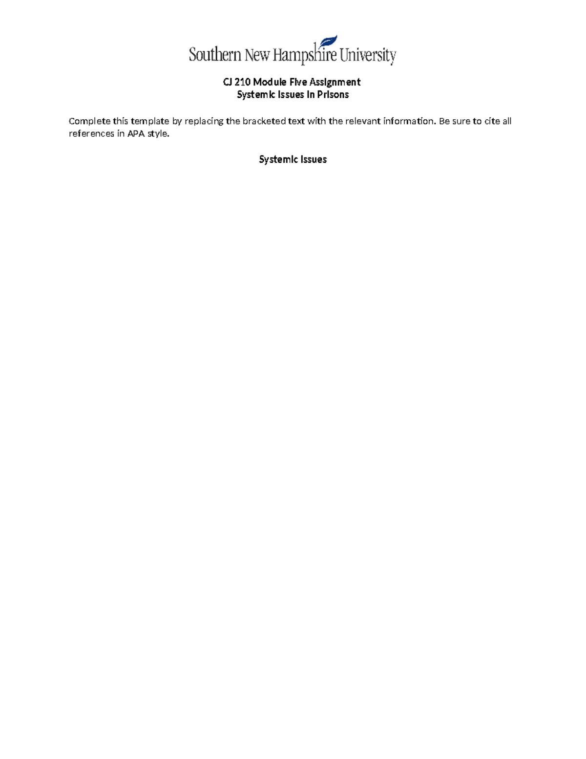 Cj 210 Module Five Assignment Complete Cj 210 Module Five Assignment Systemic Issues In