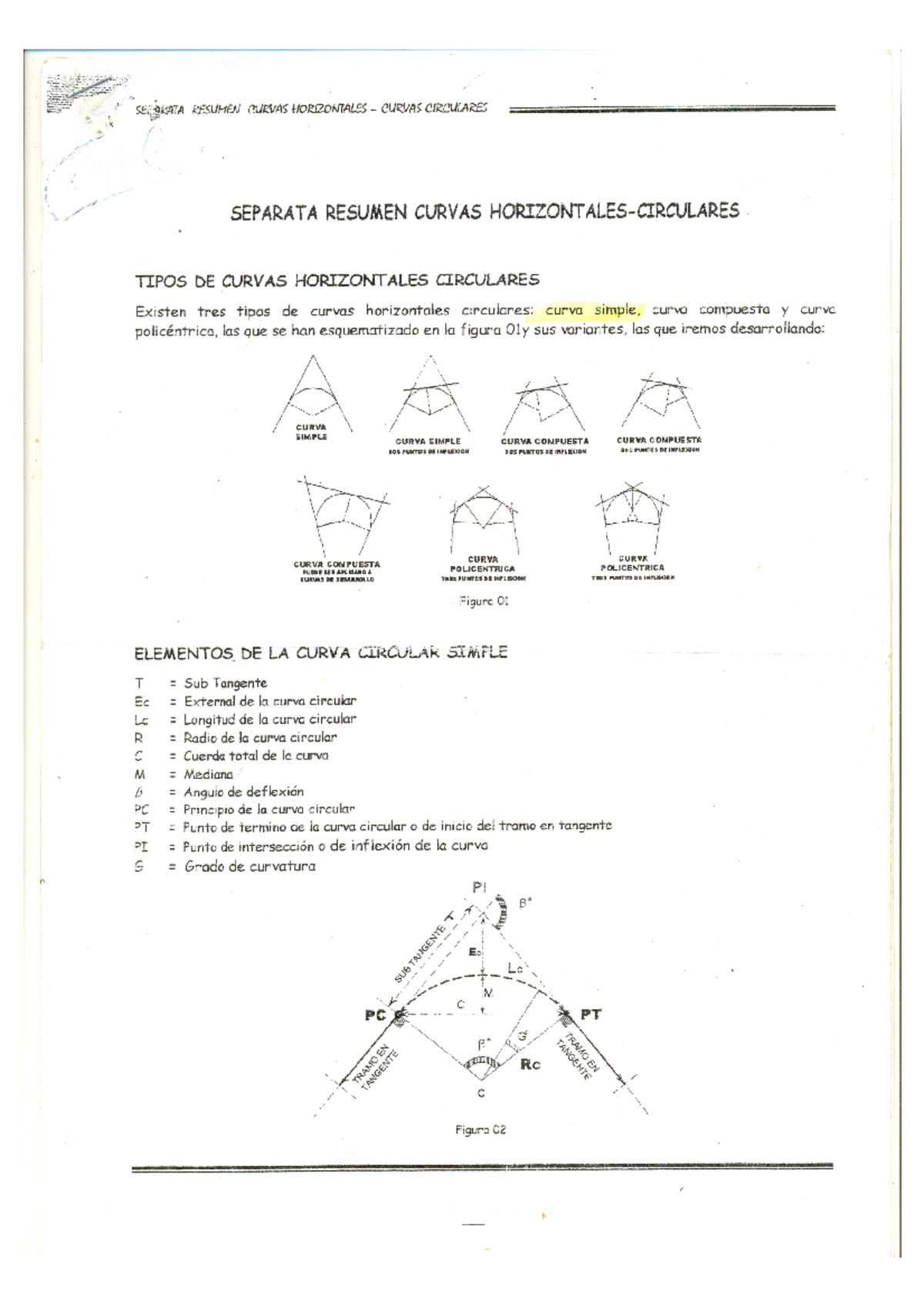 Curvas Horizontales Circulares - Caminos - UCV - Studocu