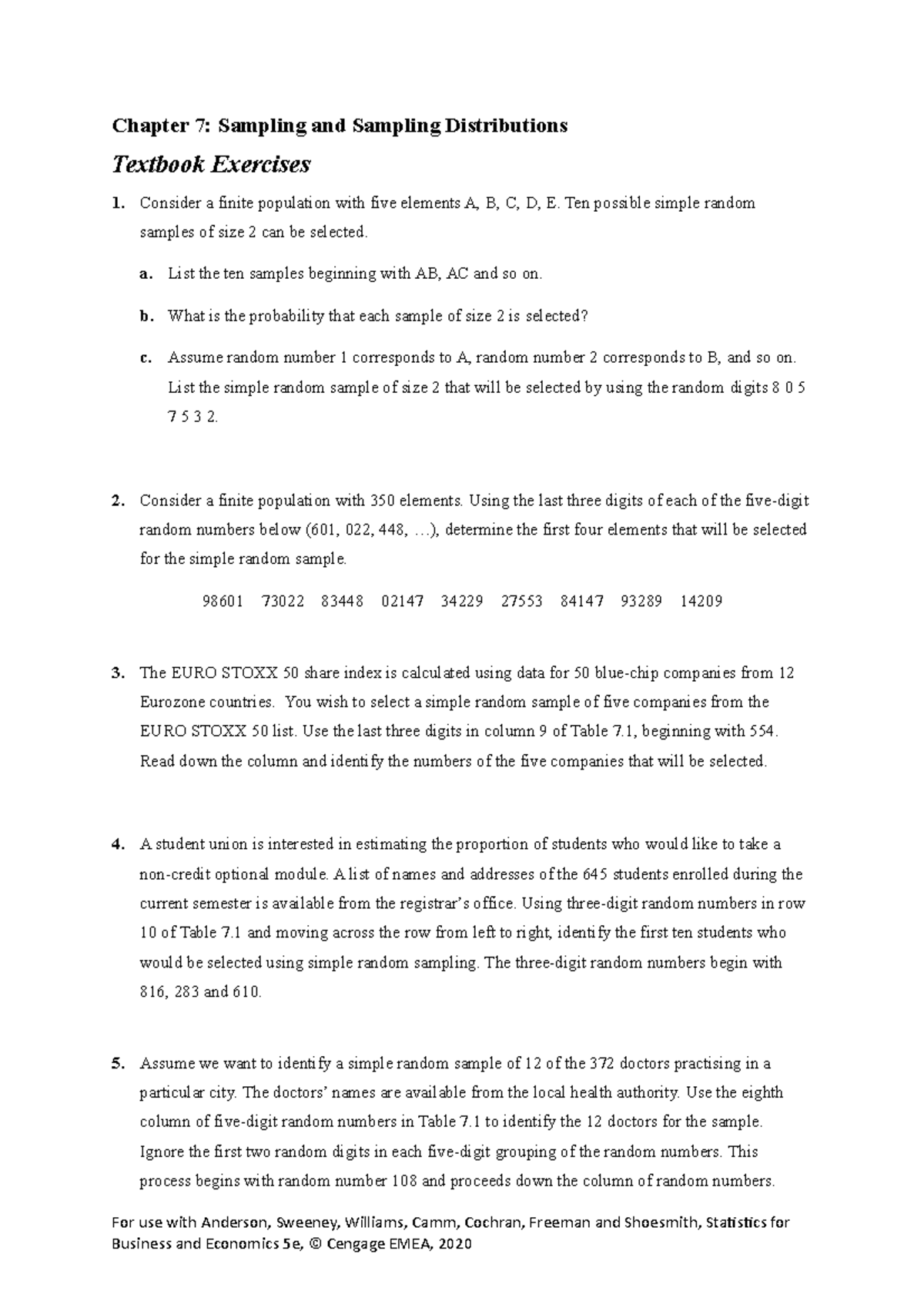 Chapter 7 5ed - det är bra - Chapter 7: Sampling and Sampling Distributions Textbook Exercises 1 ...