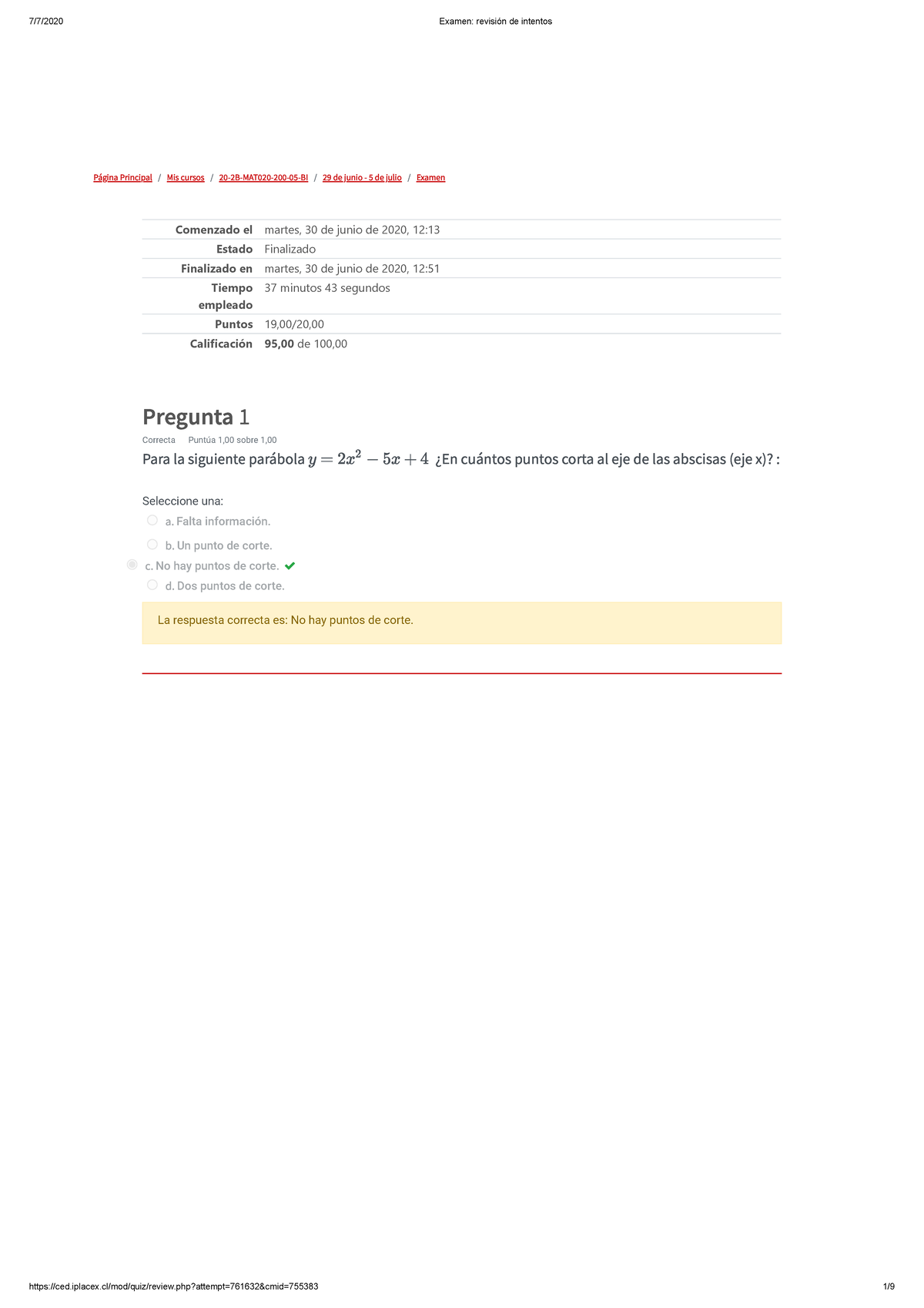Examen Algebra - Página Principal / Mis cursos / 20-2B-MAT020-200-05-BI ...