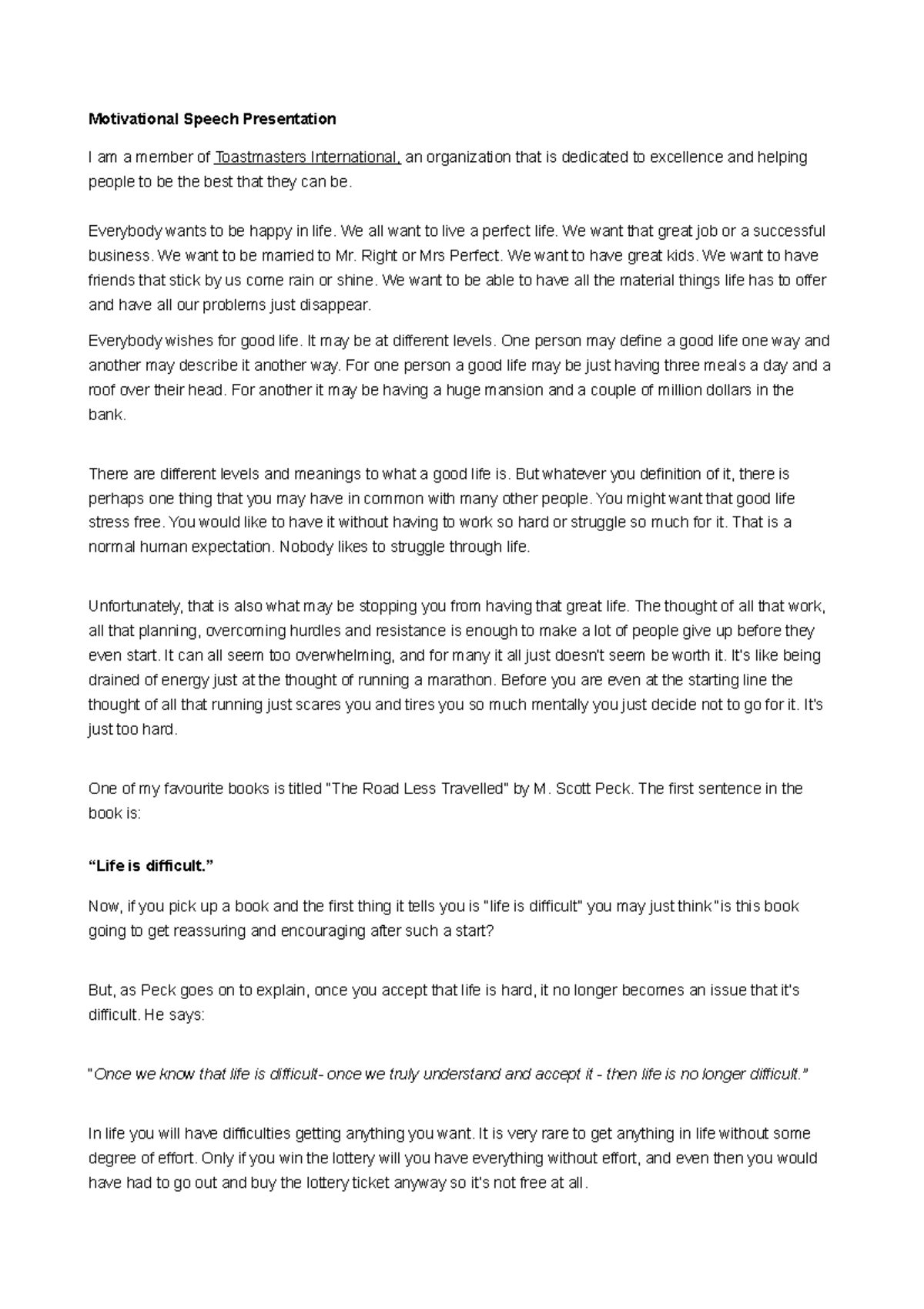 Motivational Speech Presentation - Everybody wants to be happy in life ...