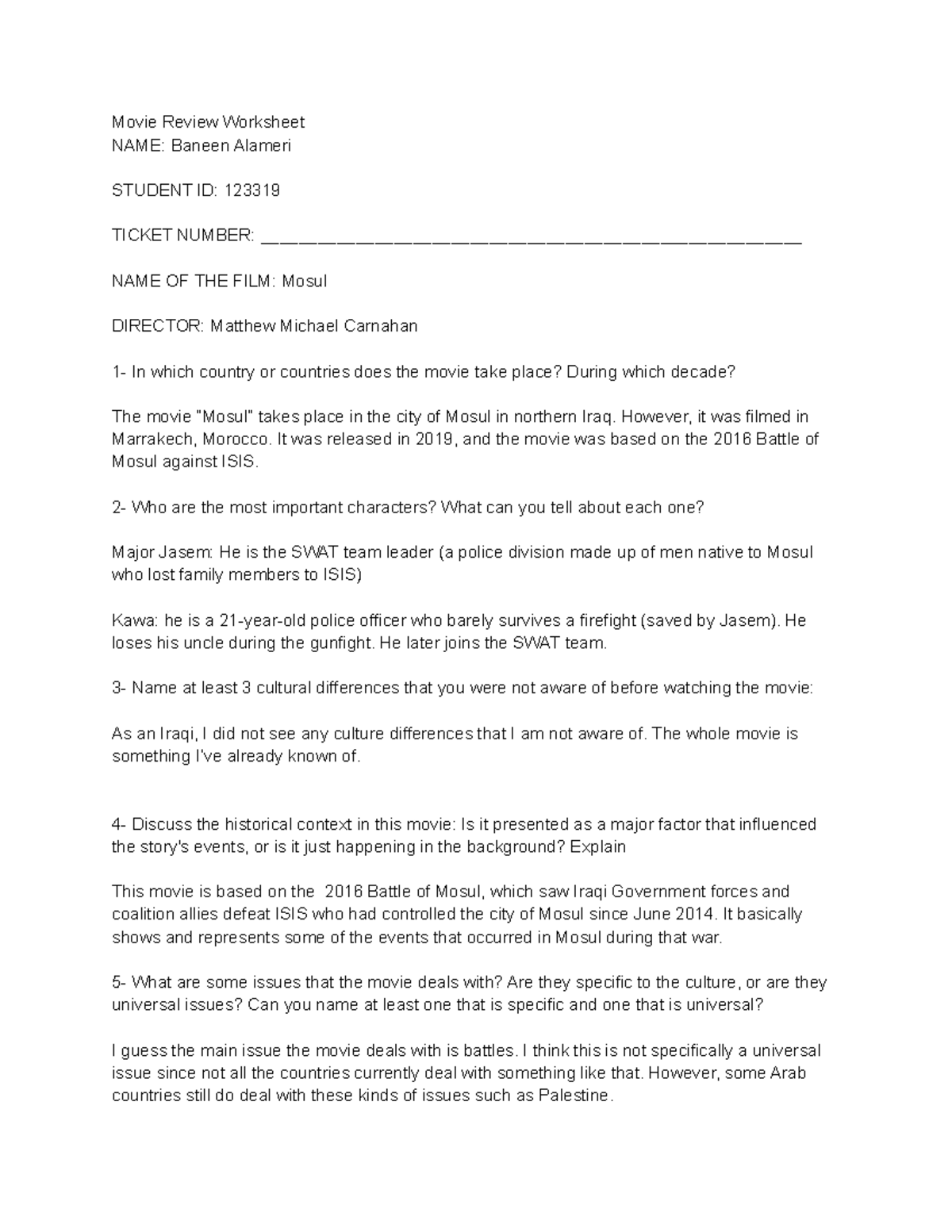 Movie review 2 - this is one of the biggest assignments of the year ...