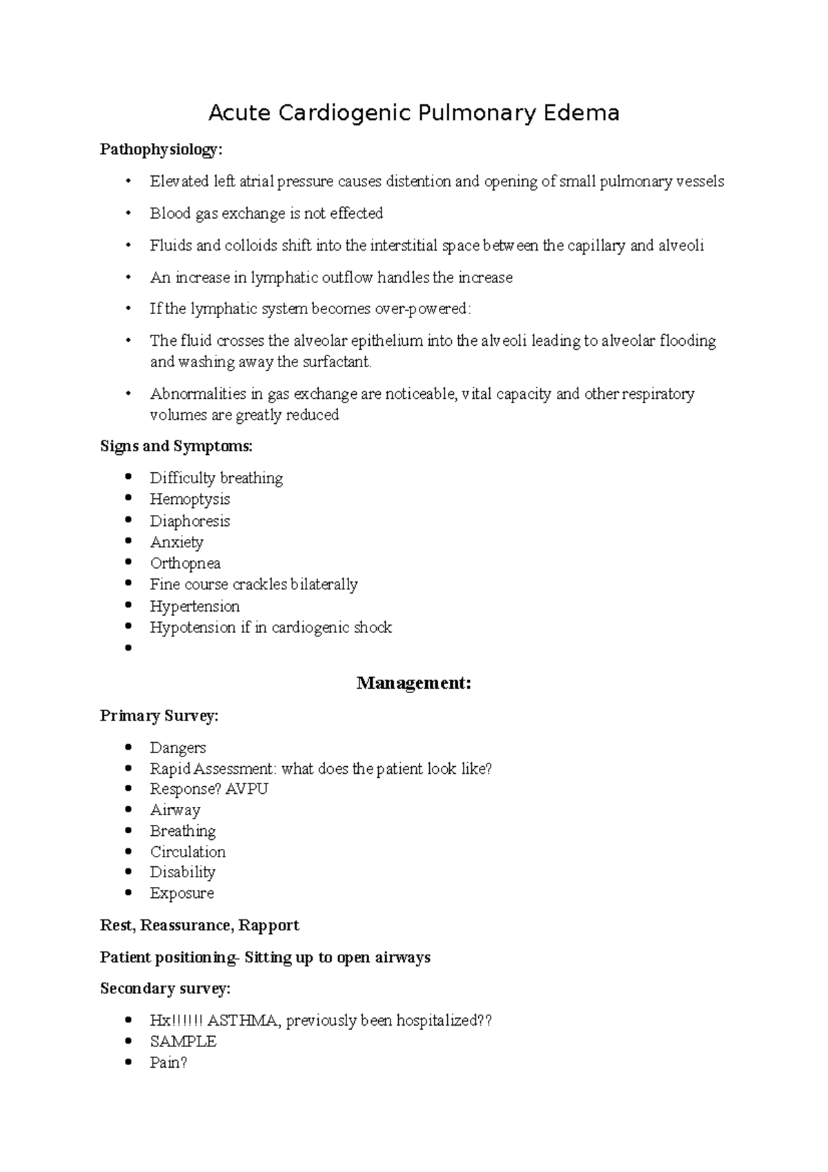 Acute Cardiogenic Pulmonary Edema - Abnormalities in gas exchange are ...