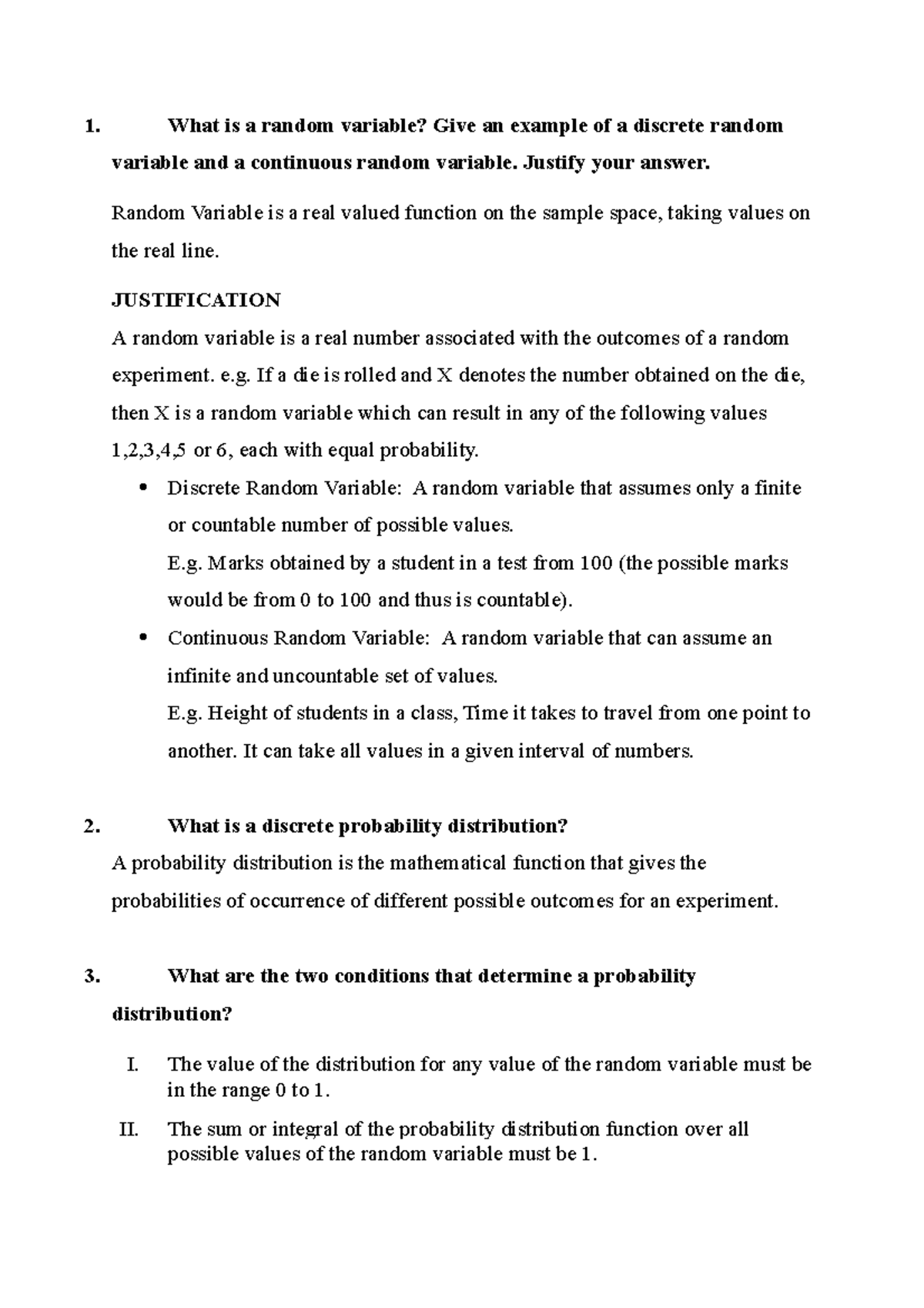 What is a random variable3 - 1. What is a random variable? Give an ...