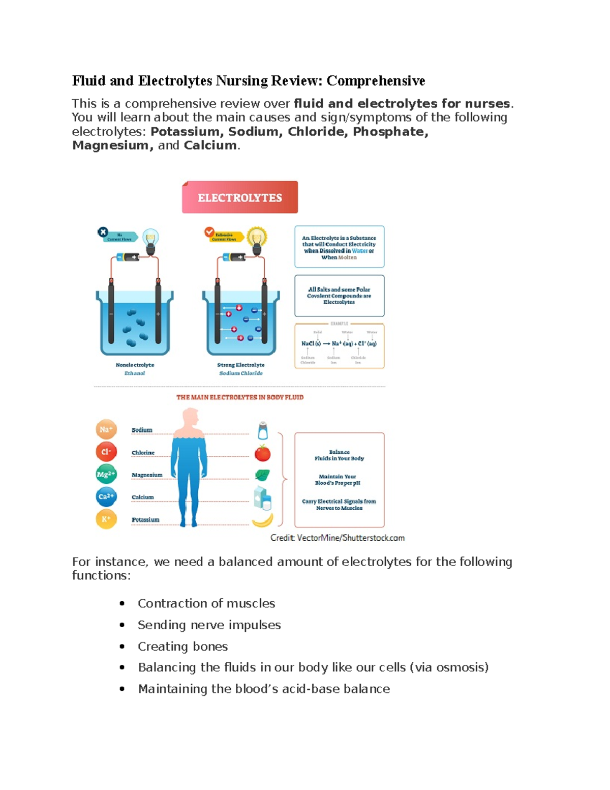 Fluid and Electrolytes Nursing Review - You will learn about the main ...