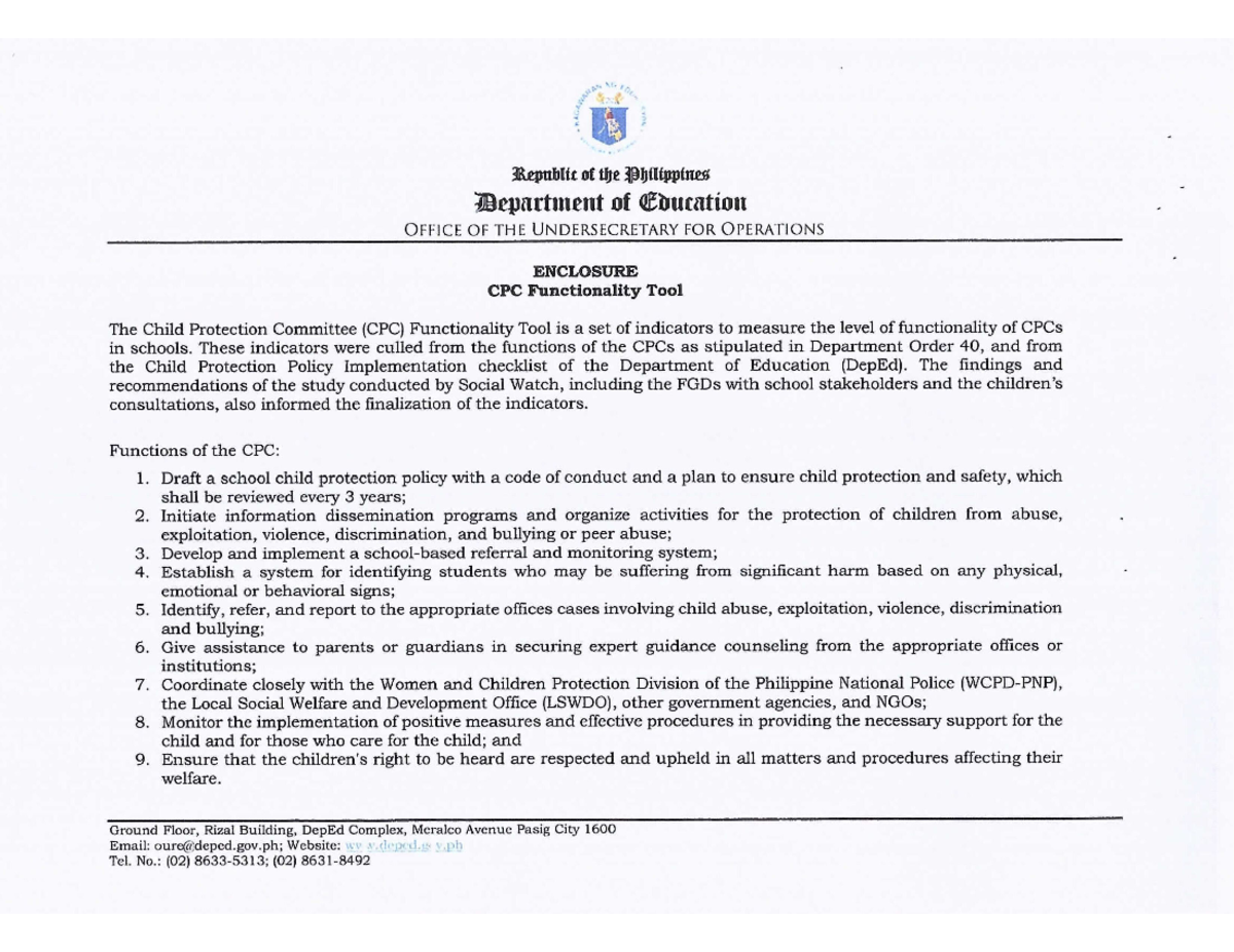 CPC Functionality Tool - These indicators were culled from the ...