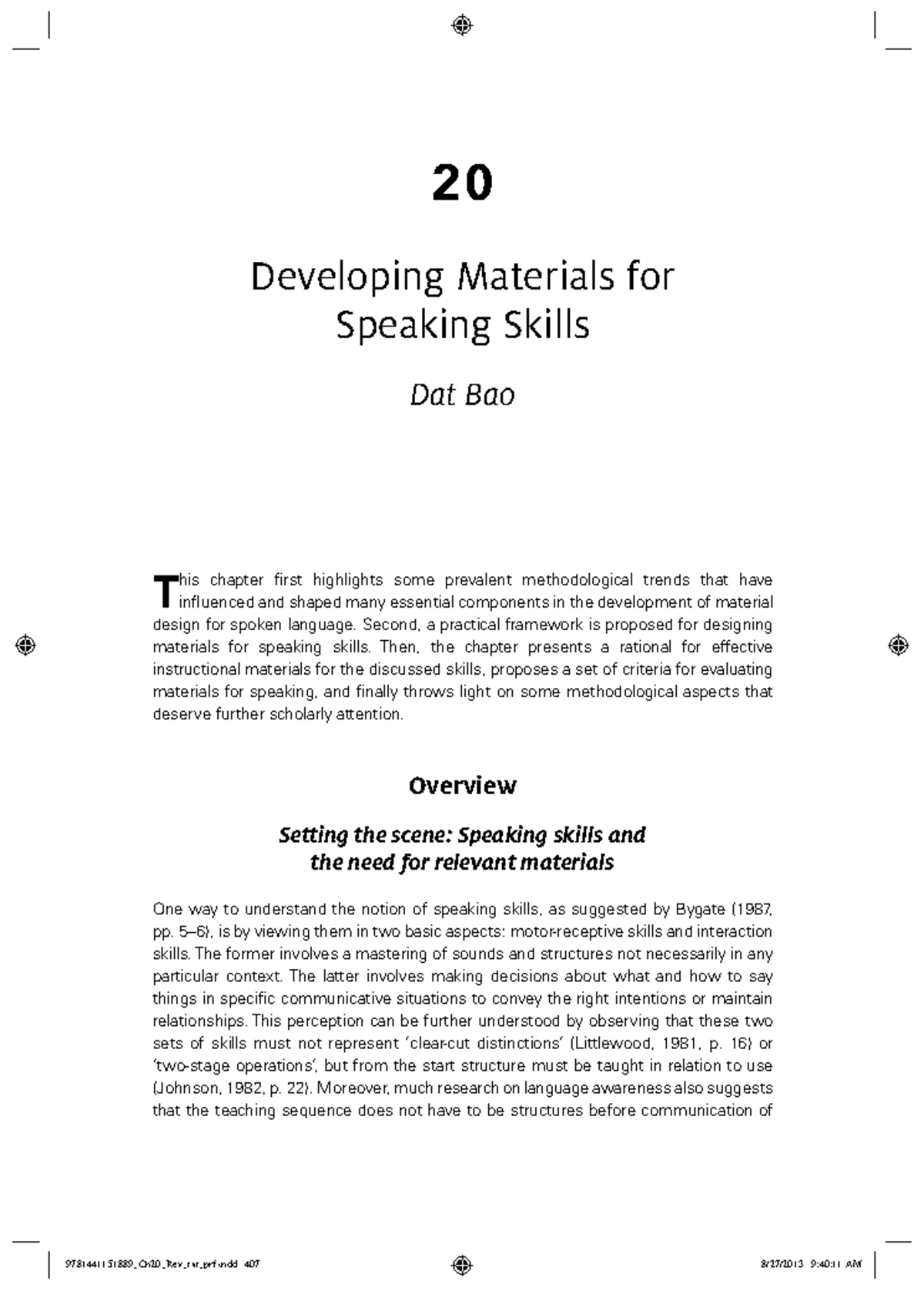 Developing Materials for Speaking Skills - 20 Developing Materials for Speaking Skills Dat Bao T ...