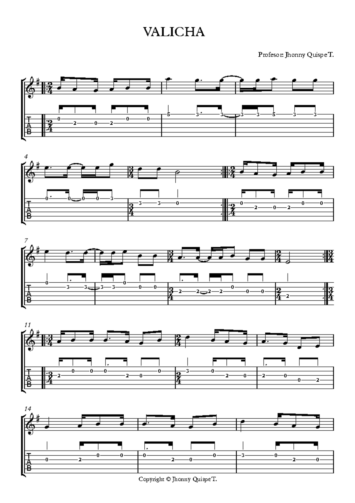 Valicha Guitarra - ° ¢ ° ¢ ° ¢ ° ¢ ° ¢ ™™ ™ ™ Copyright © Jhonny Quispe ...