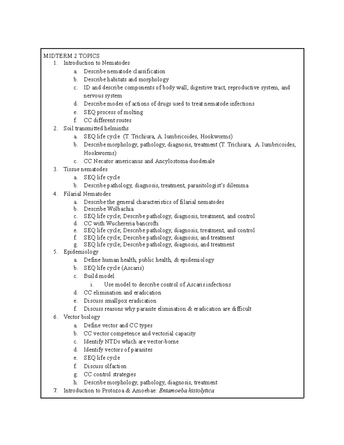 Human para notes- midterm 2 - MIDTERM 2 TOPICS Introduction to ...
