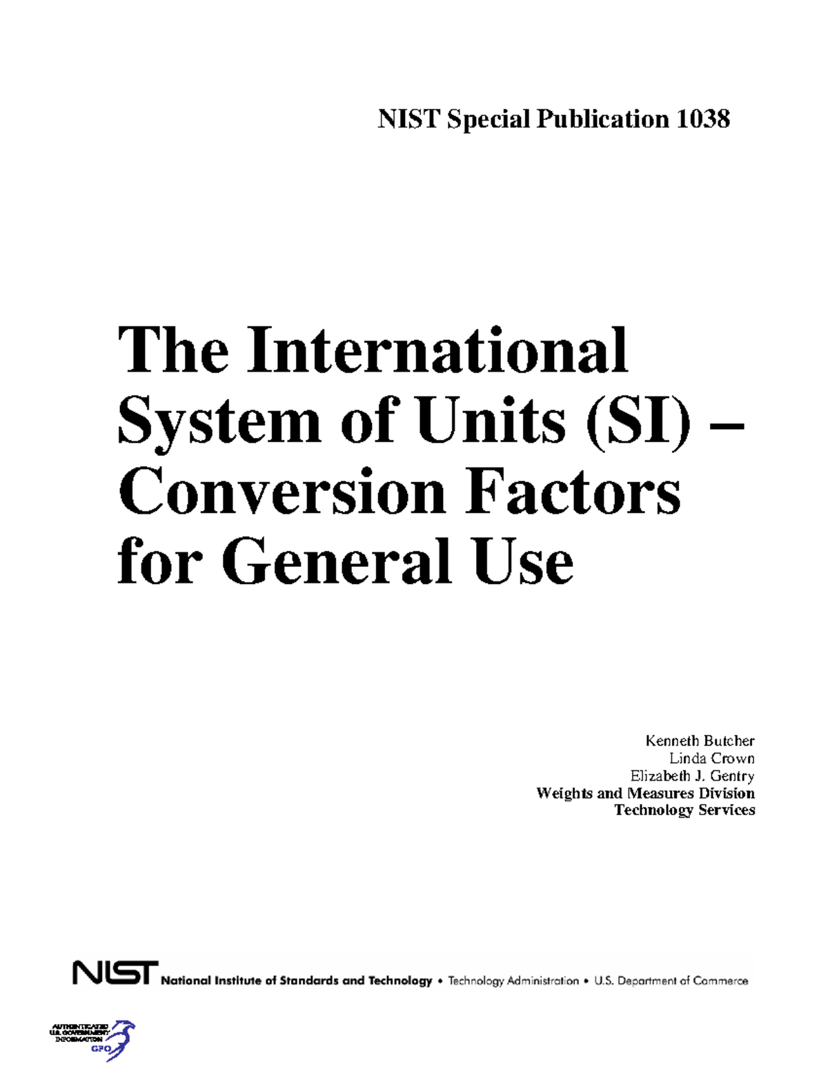 The International System of Units (SI) - Conversion Factors for General Use - NIST Special - Studocu