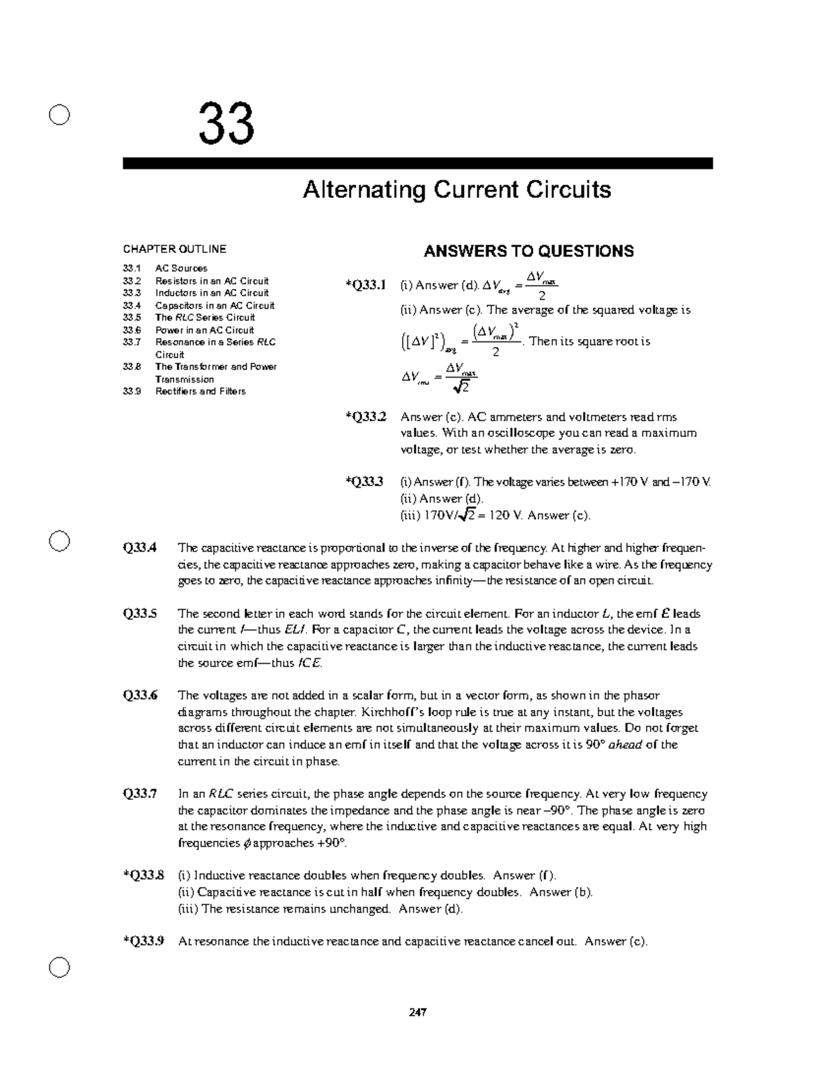 SM chapter 33 - solucionario - 33 Alternating Current Circuits CHAPTER ...