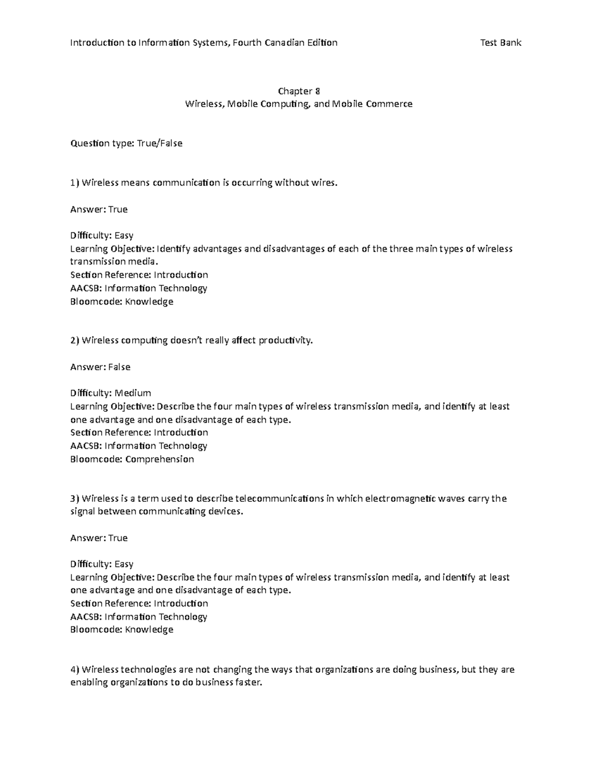 Tb08 - quiz - Chapter 8 Wireless, Mobile Computing, and Mobile Commerce ...