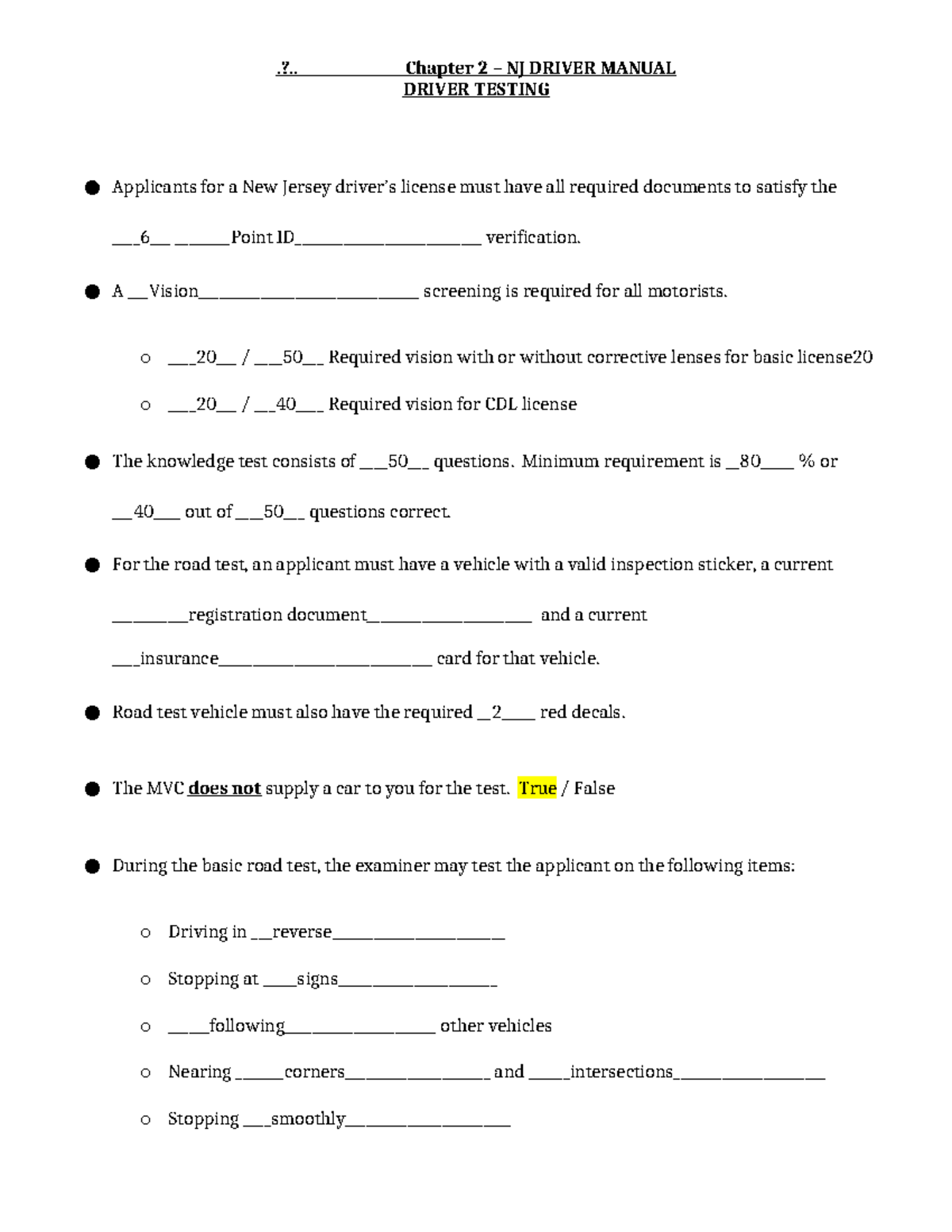 Chapter 2 Guided Notes - .?.. Chapter 2 – NJ DRIVER MANUAL DRIVER ...